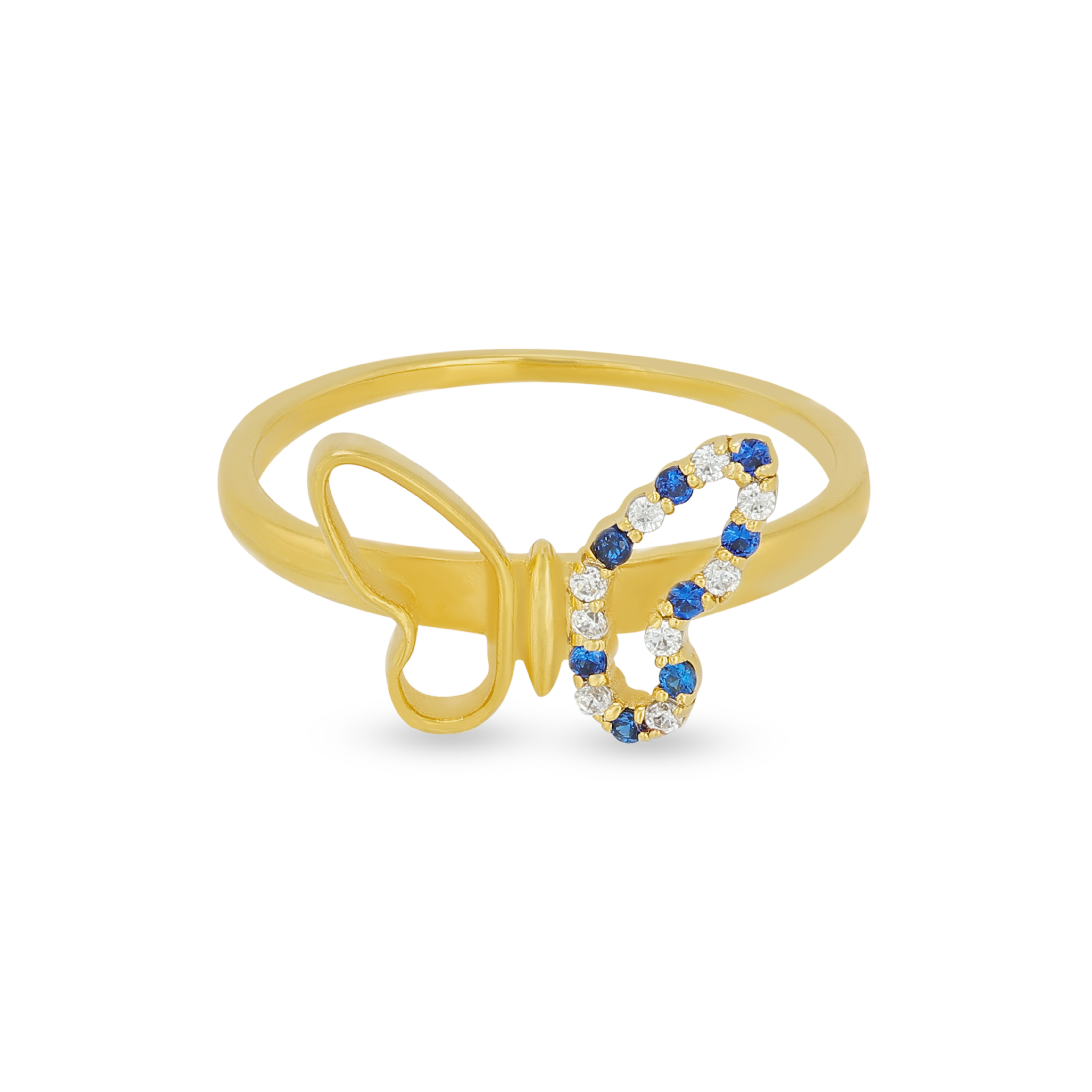 Attractive Stoned Butterfly 14KT Gold Ring - Thea Collection