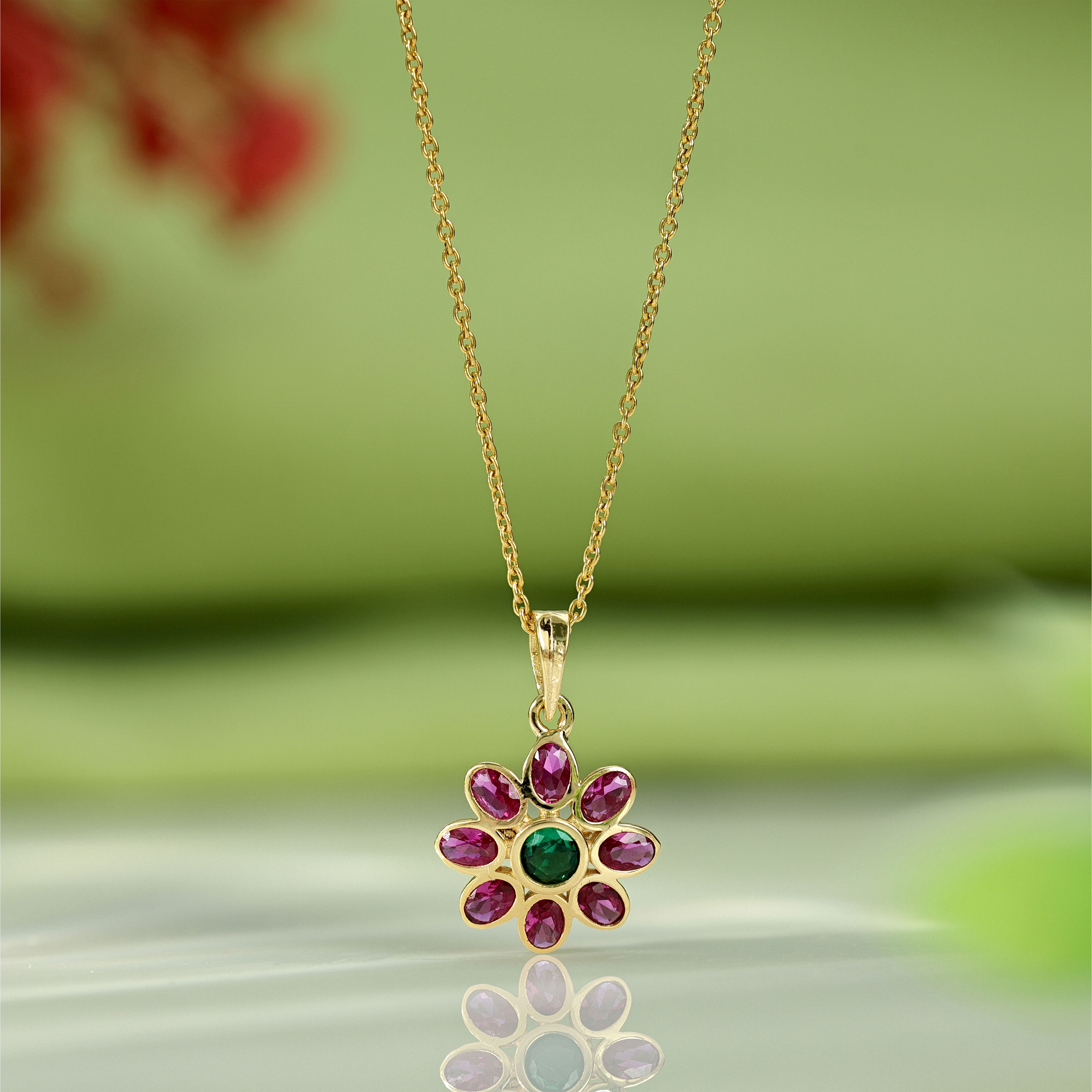 Buy Chic Camellia Glint Gold Pendant | GRT Jewellers
