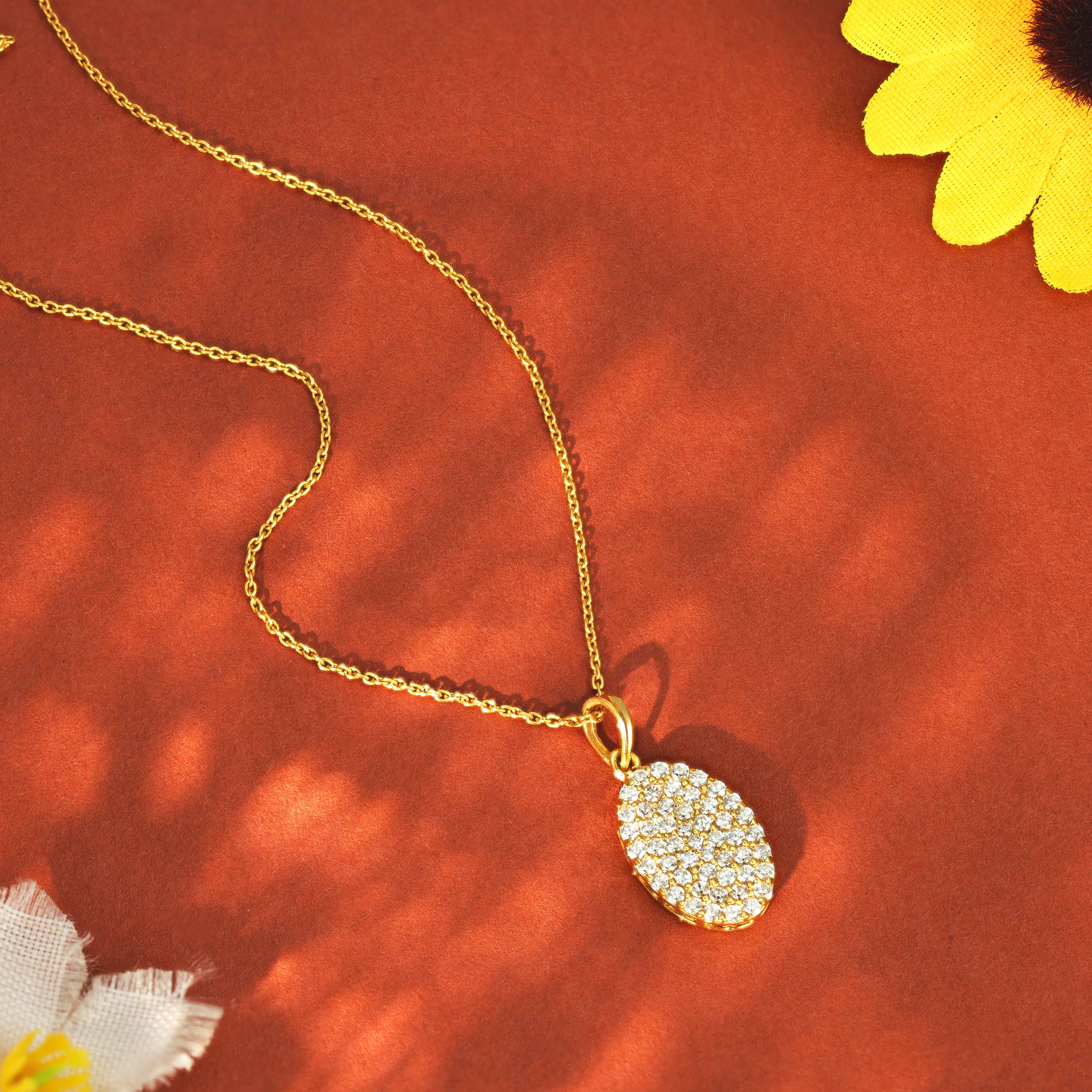 Buy Luminous Oval Gold Pendant | GRT Jewellers