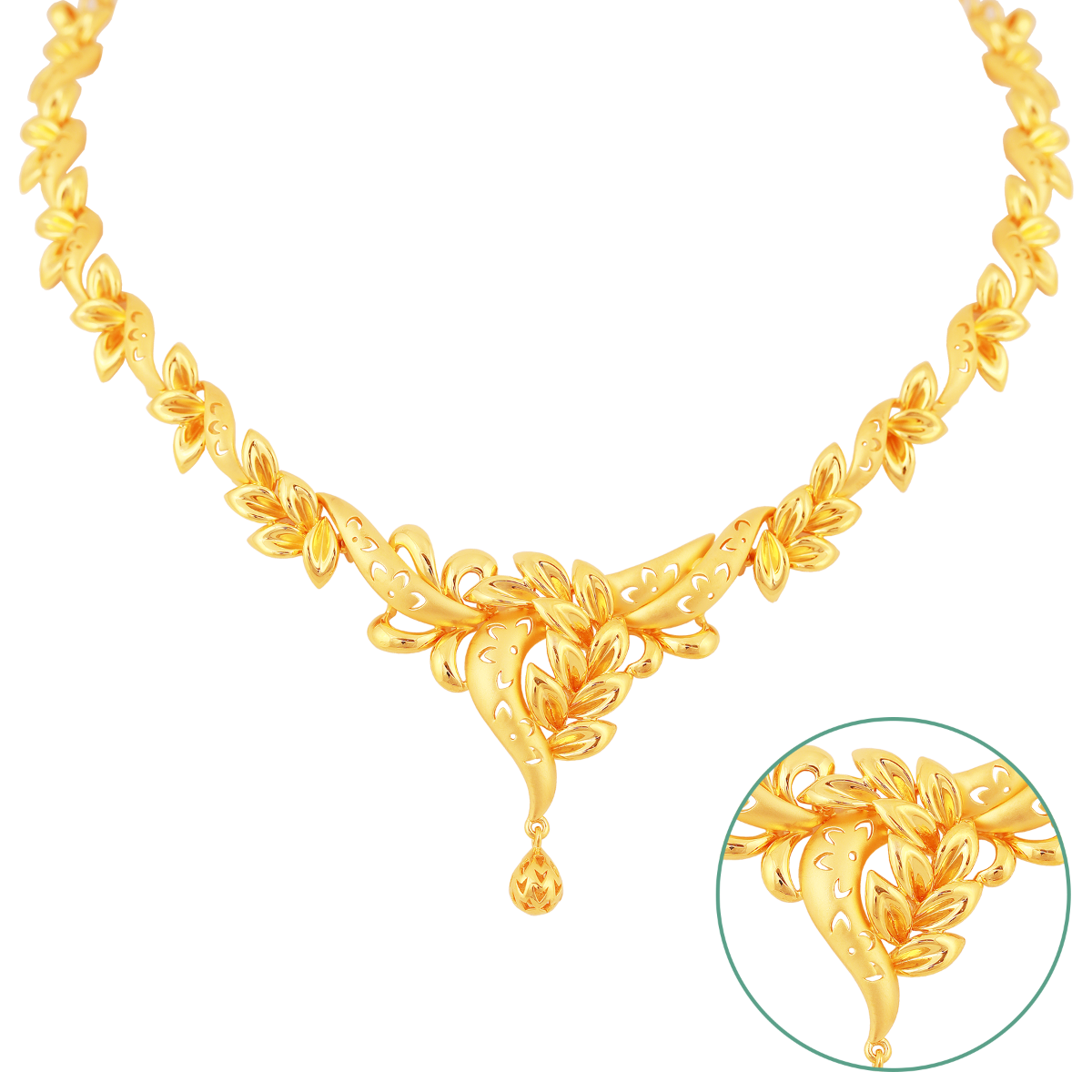 Buy Fancy Leaf Pattern Gold Necklace |GRT Jewellers