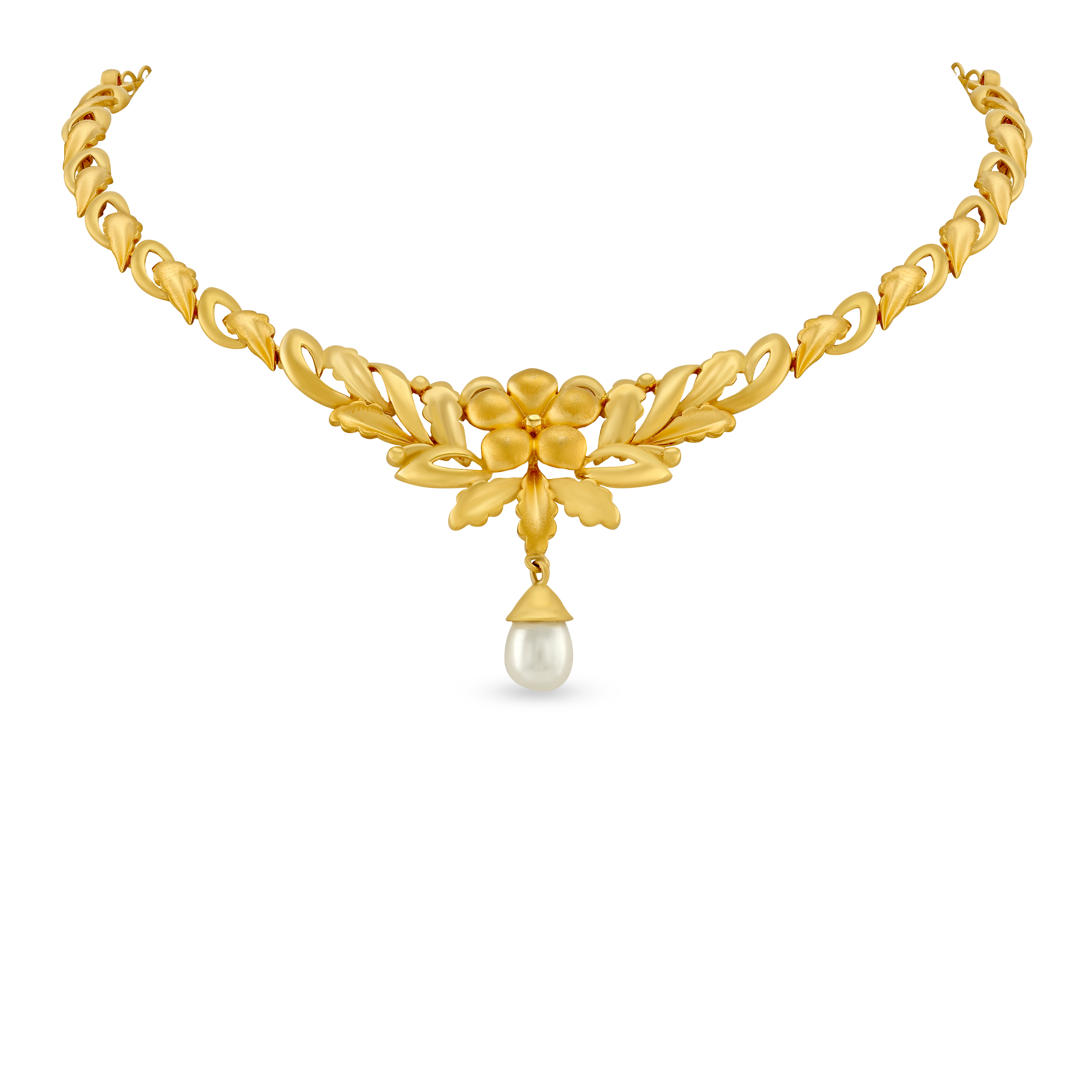 Shop Astonishing Floral Pearl Drop Gold Necklace| Exquisite Gold ...