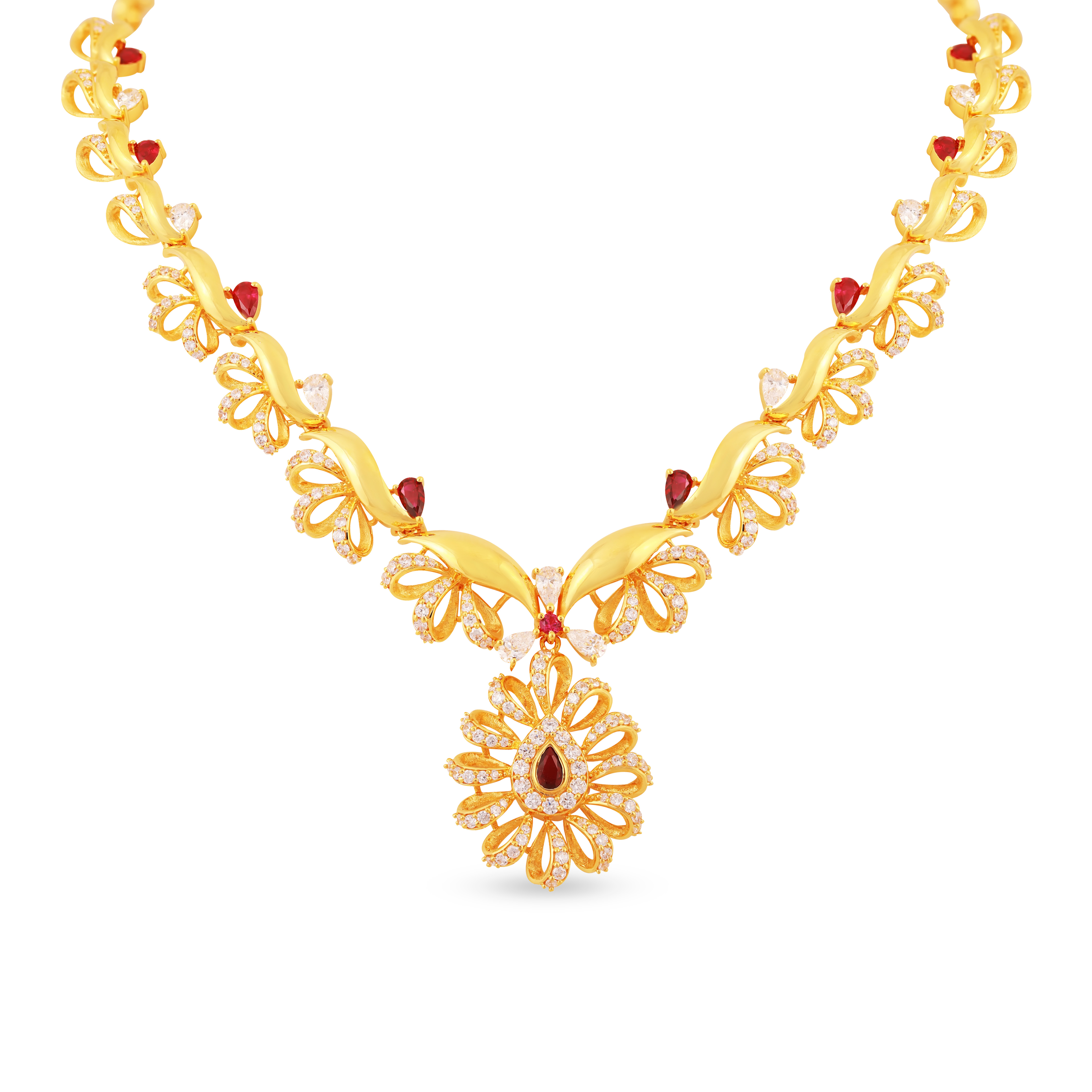 Buy Gleaming Floral Gold Necklace |GRT Jewellers