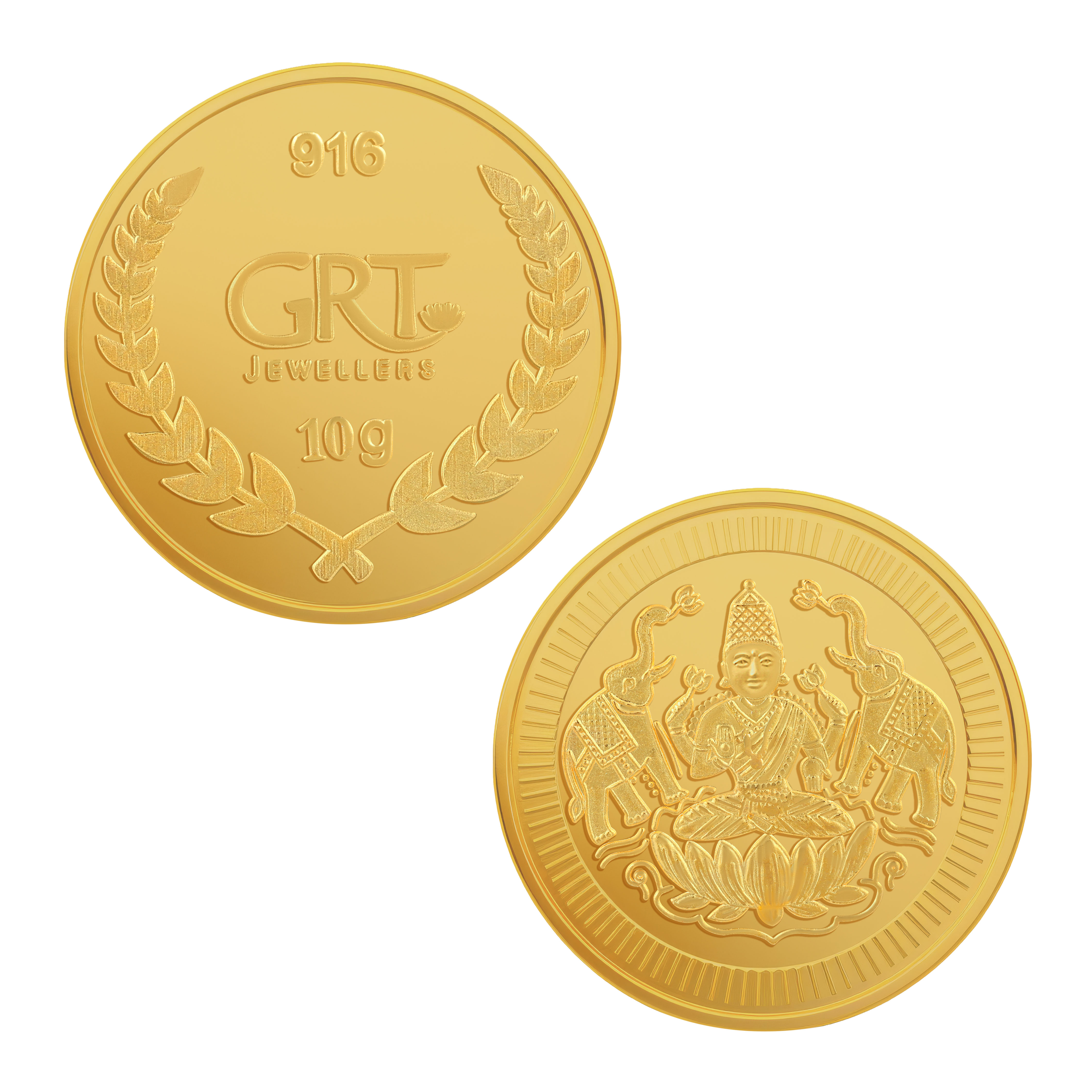 Buy 22KT - 10 Grams Lakshmi Gold Coin Online | GRT Jewels