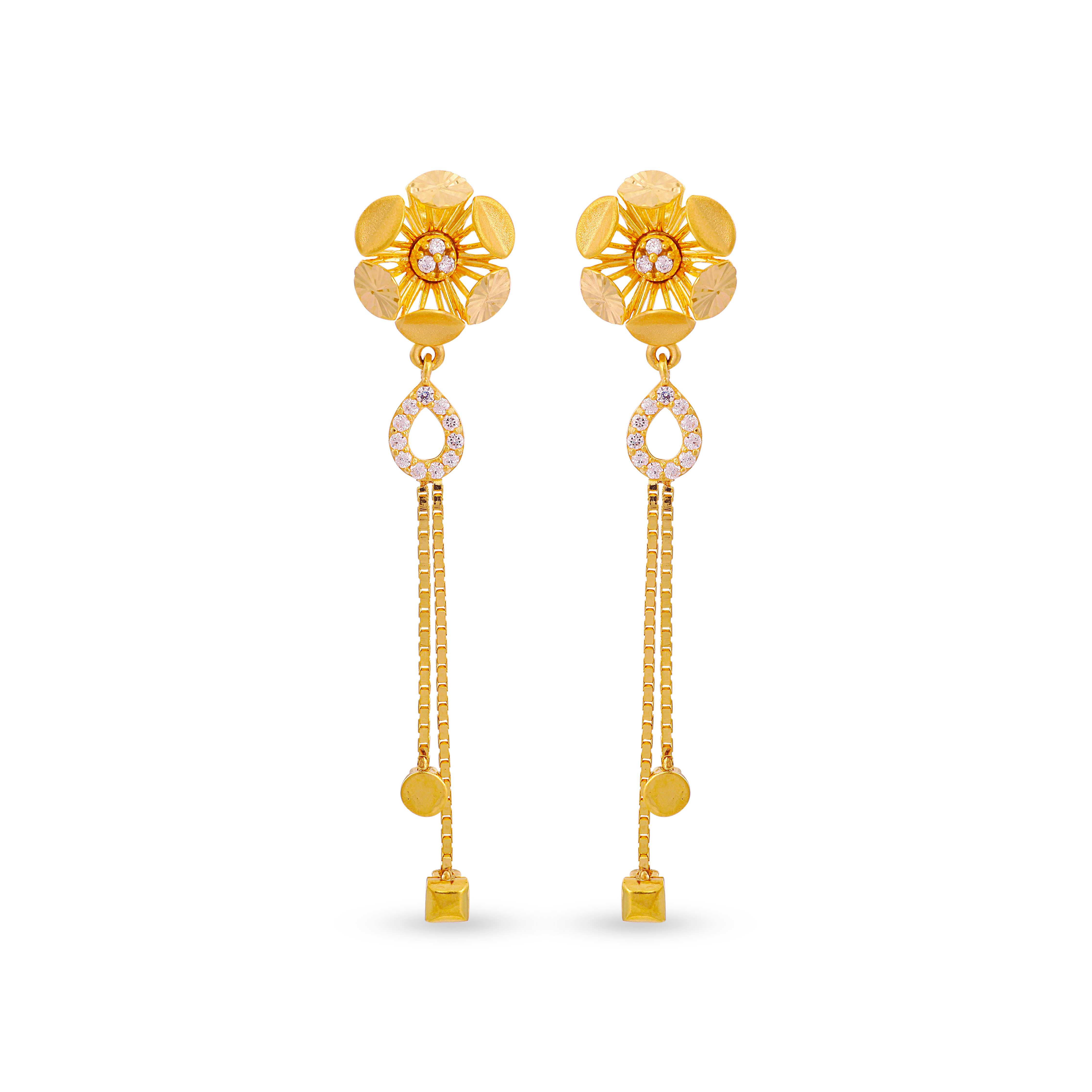 Buy Tremendous Floral Design Hangings Gold Earrings |GRT Jewellers