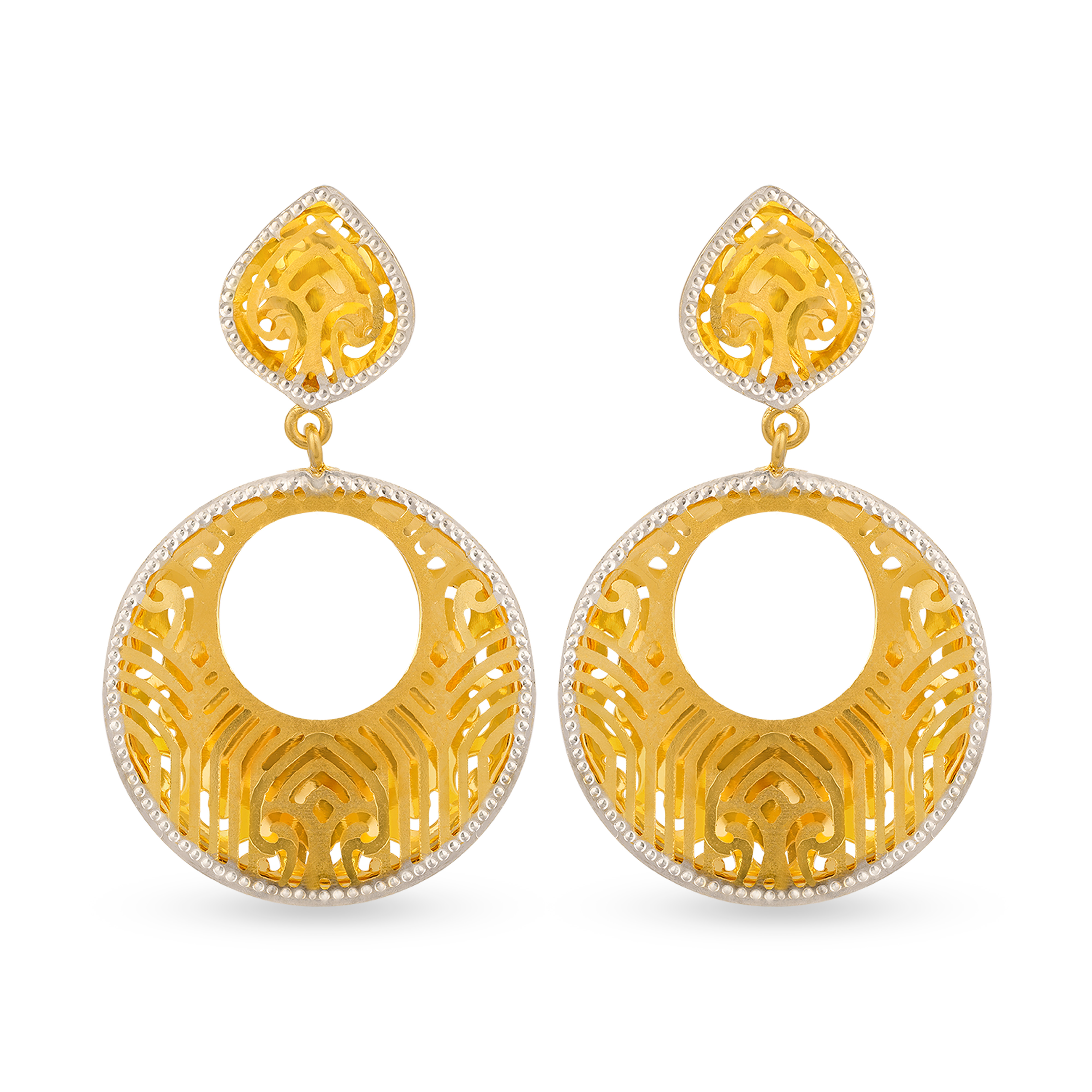 Buy Pristine Laser Cut Gold Earrings |GRT Jewellers