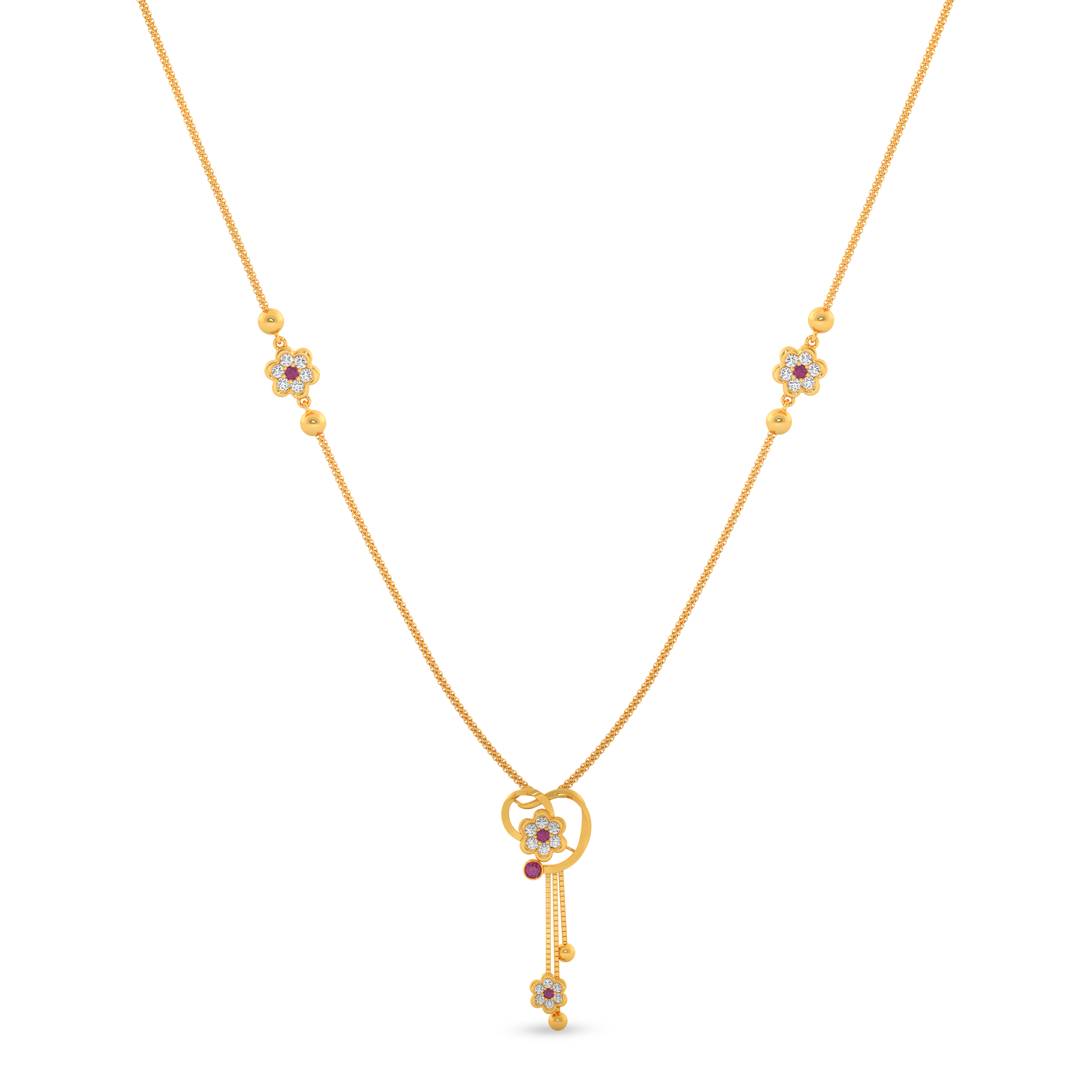 Buy Splendid Hanging Floral Gold Necklaces |GRT Jewellers