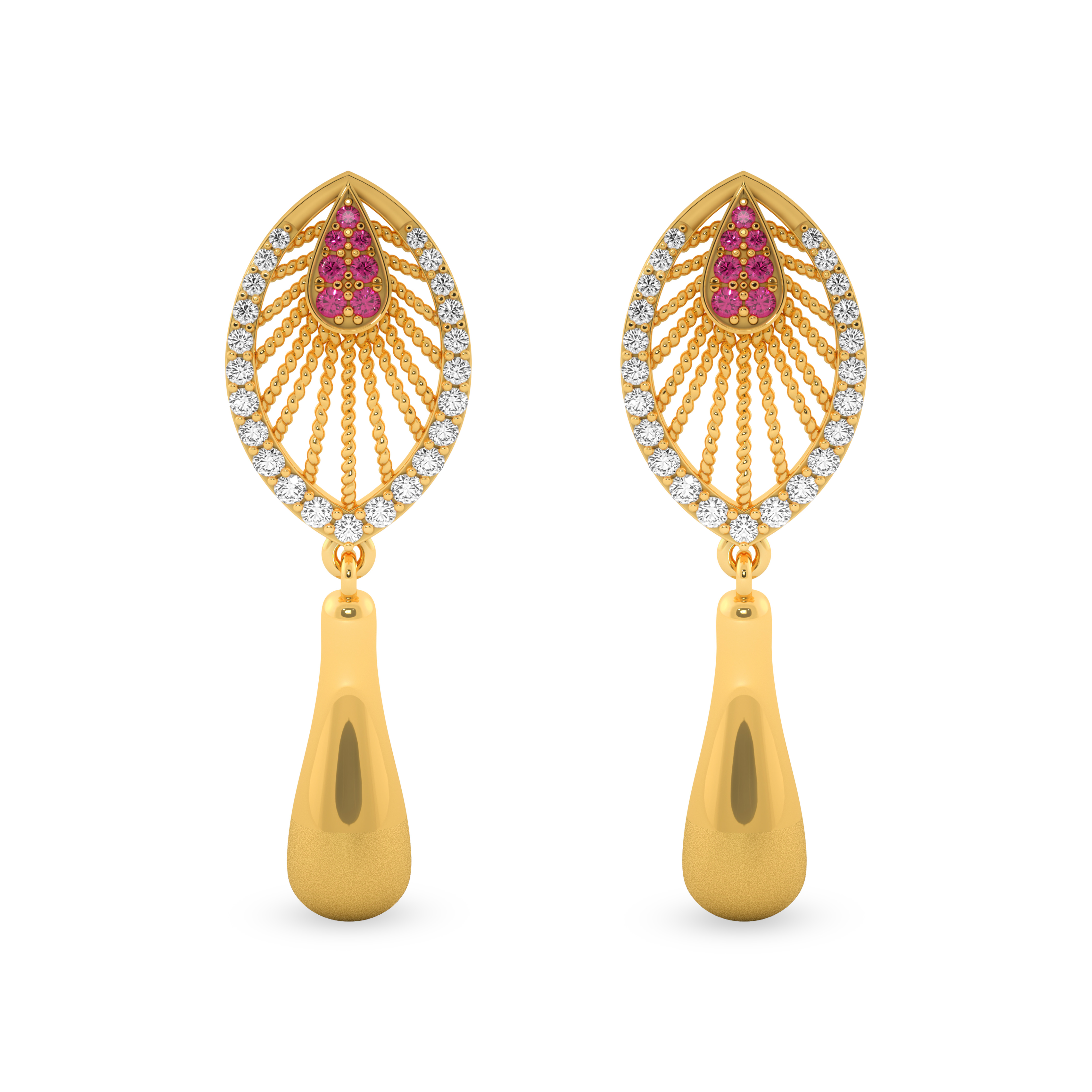 Buy Attractive Pink Stone Gold Earrings |GRT Jewellers