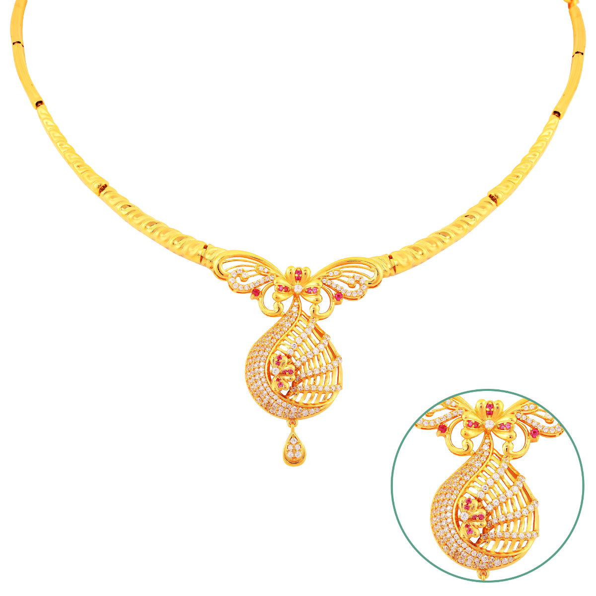 Buy Eye Catching Floral Gold Necklace |GRT Jewellers