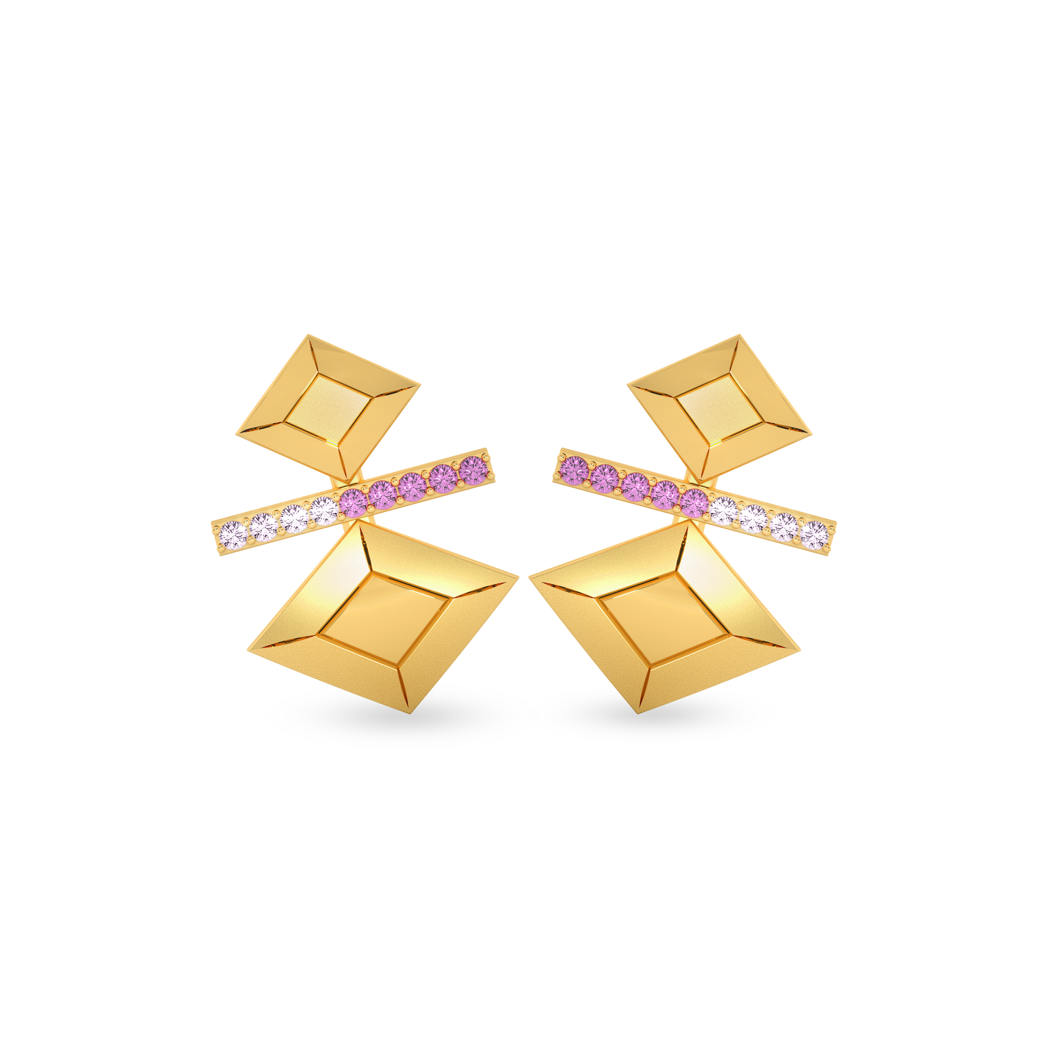 Spectacular Dual Square Gold Earring - Trinka Collections