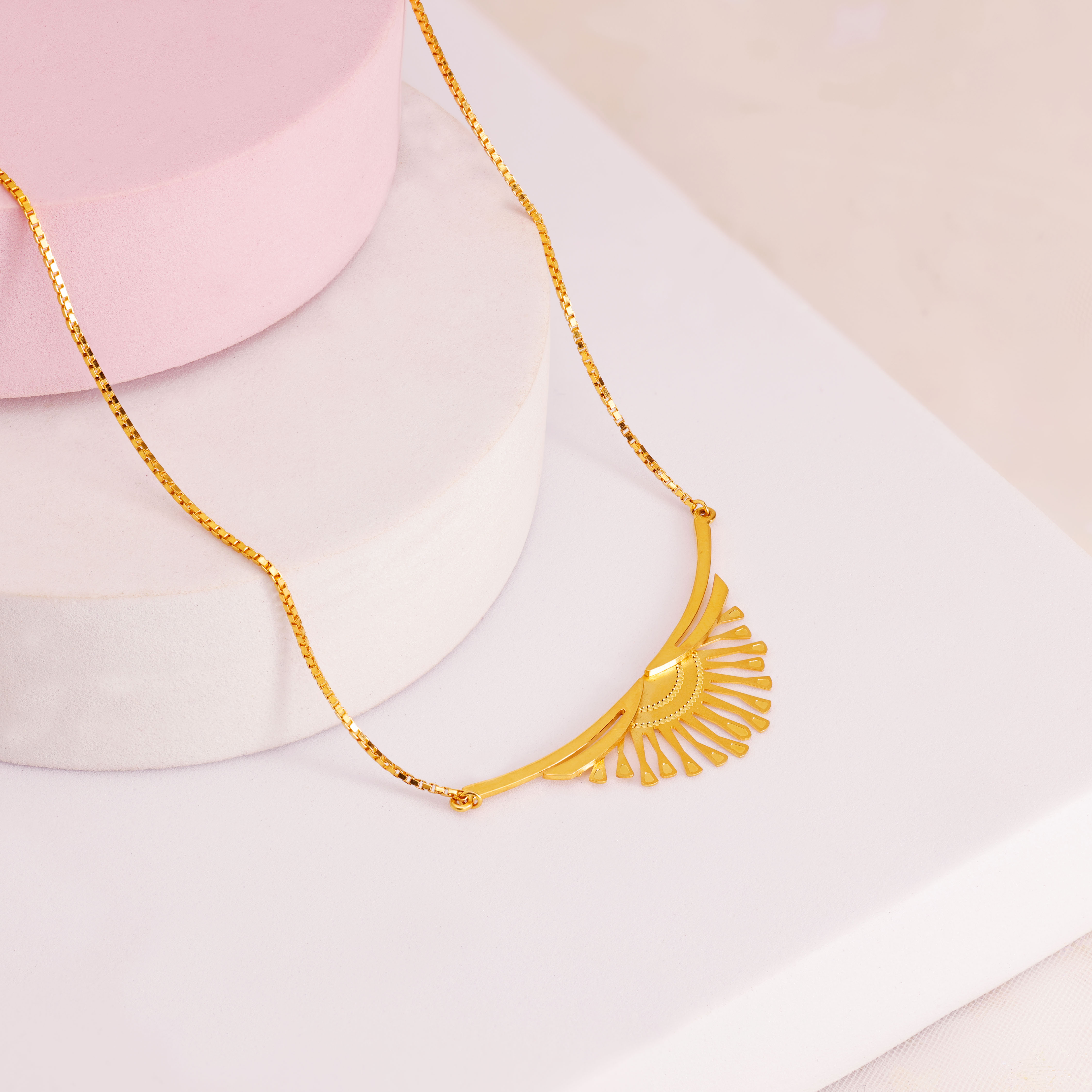 Buy Sparkling Crescent Sunbeam Gold Necklace - Neora Collection |GRT Jewellers