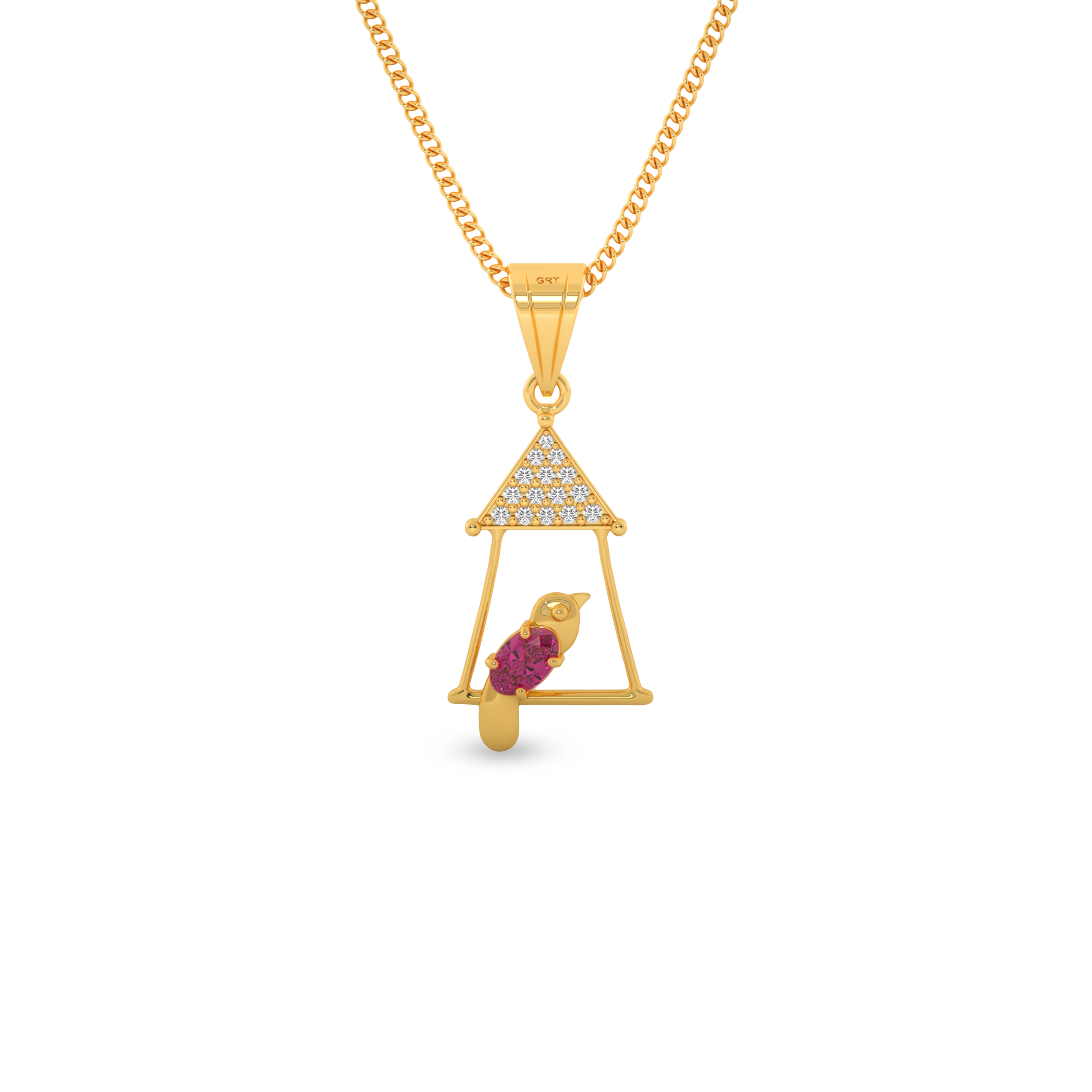 Buy Alluring Red Stone Sparrow Gold Pendant | GRT Oriana