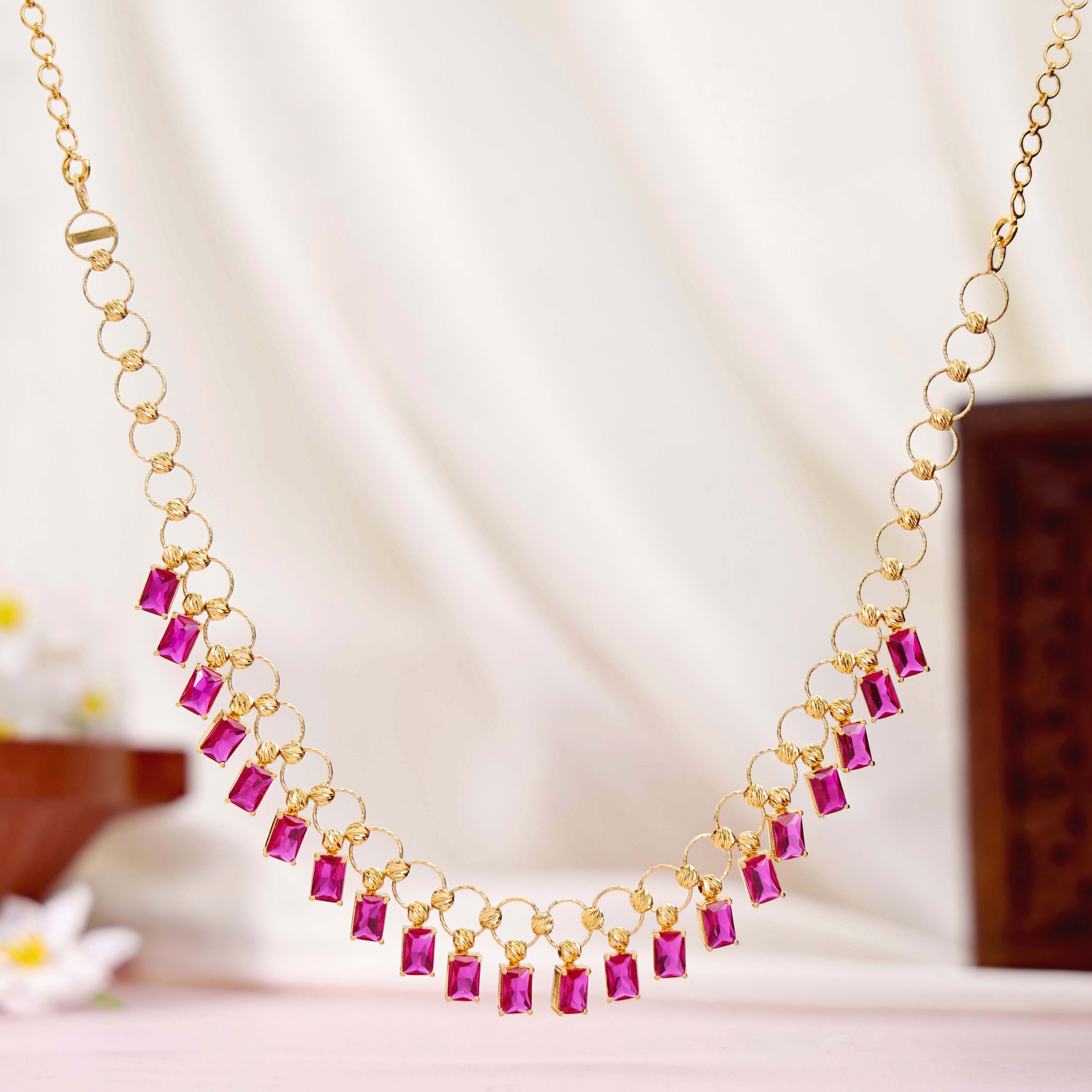 Buy Structured Rectangular Stone Gold Necklace | GRT Jewellers