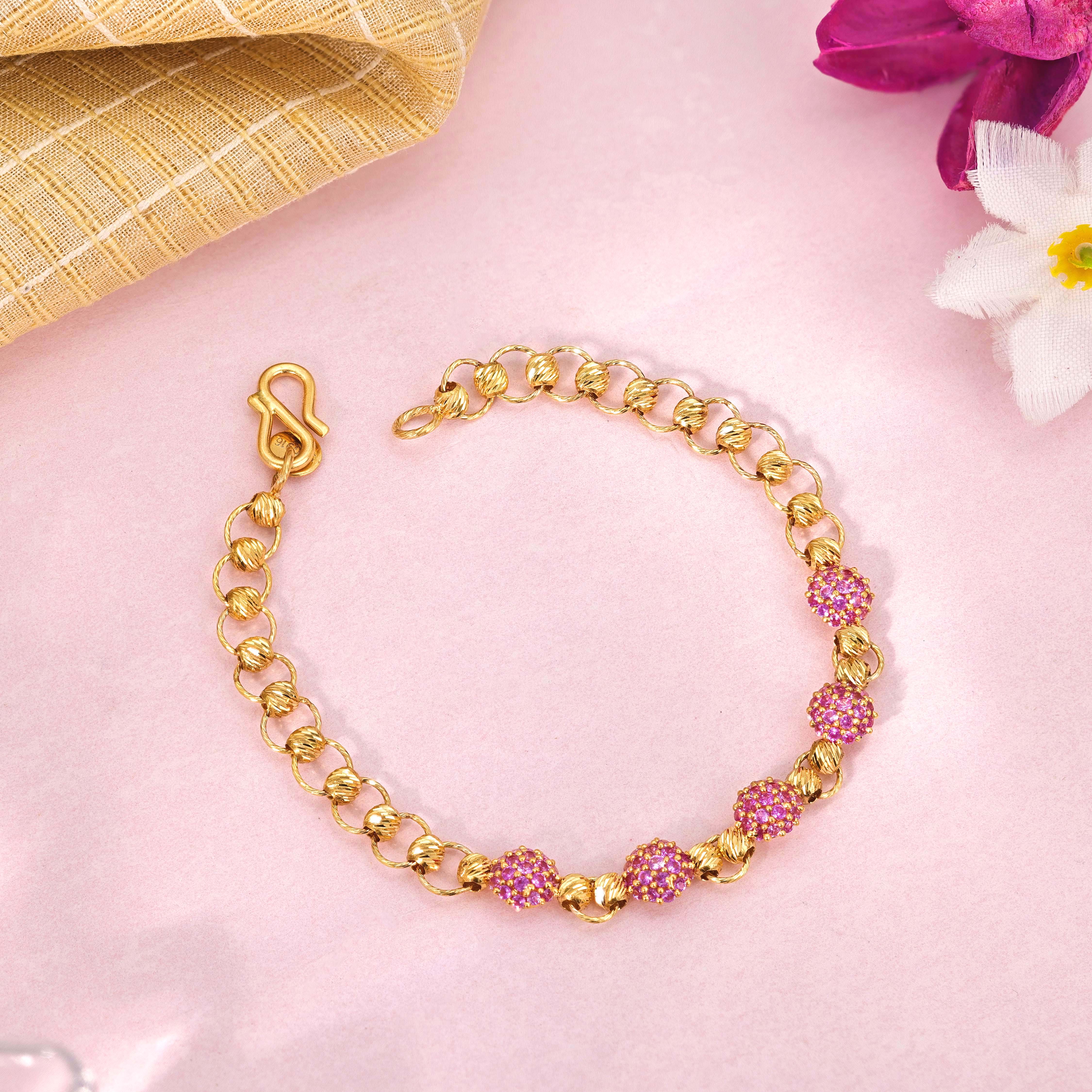 Buy Pink Radiance Gold Chain Bracelet | GRT Jewellers