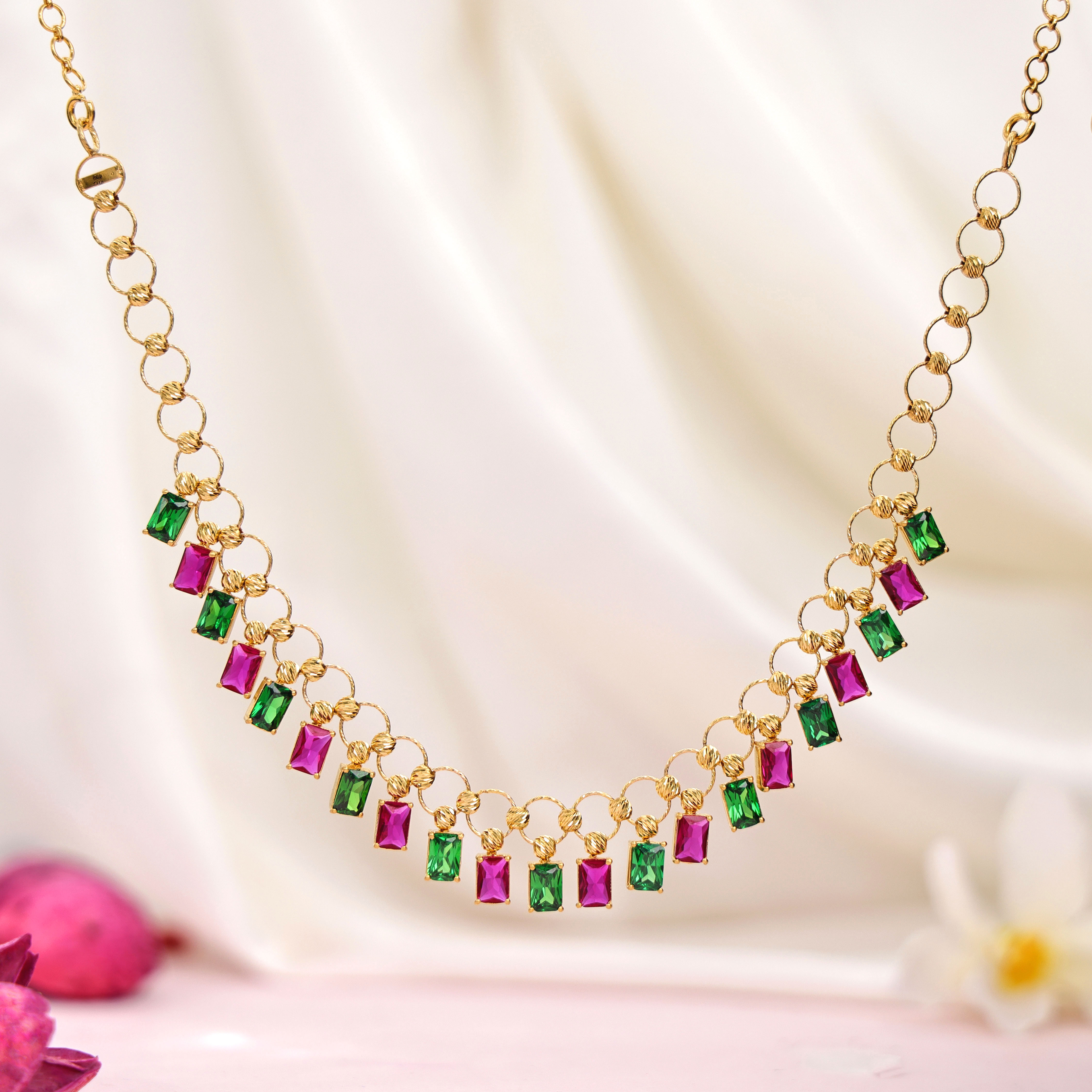 Buy Pink-Green Harmony Gold Necklace | GRT Jewellers