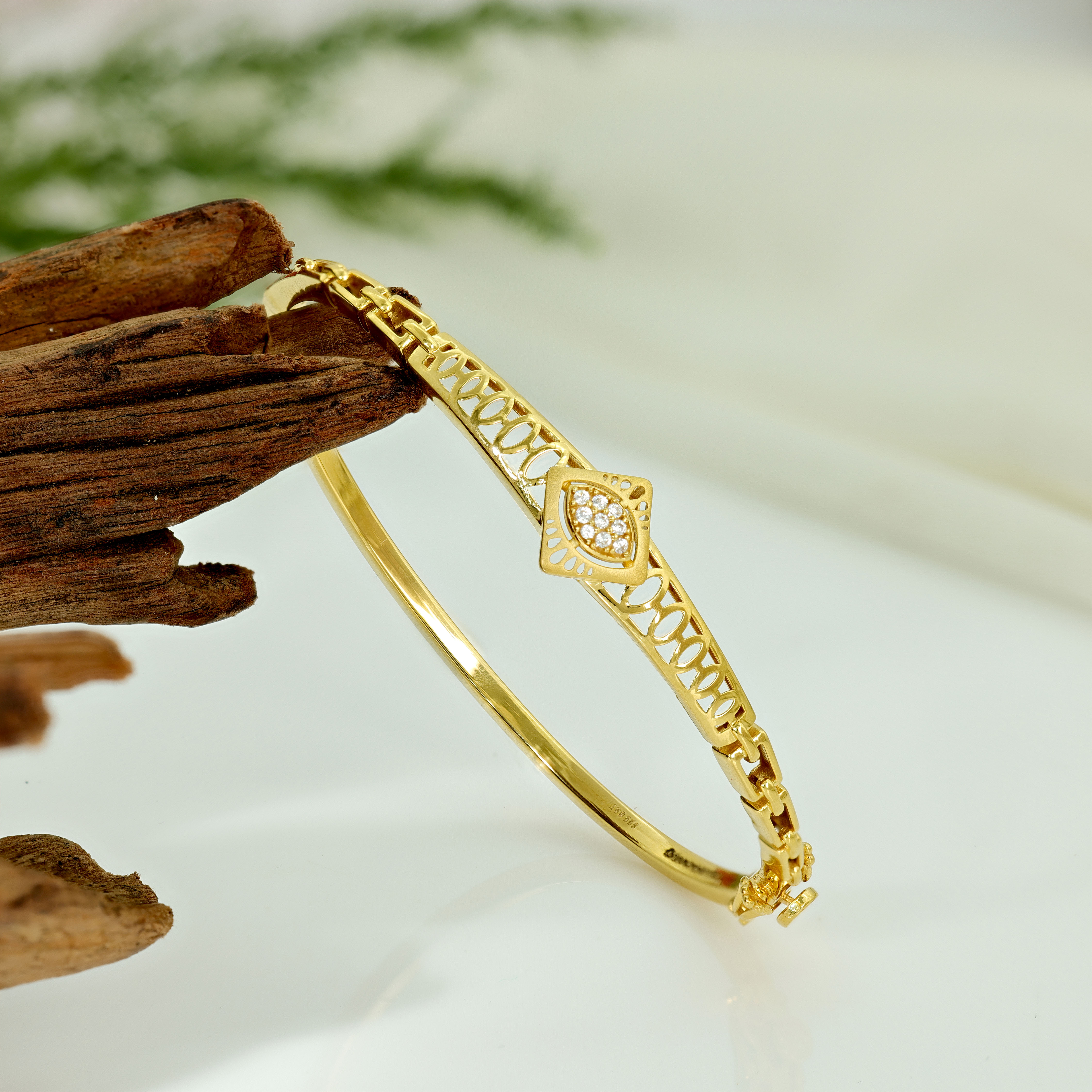Buy Gold Geometric Design Cuff Bracelet | GRT Jewellers