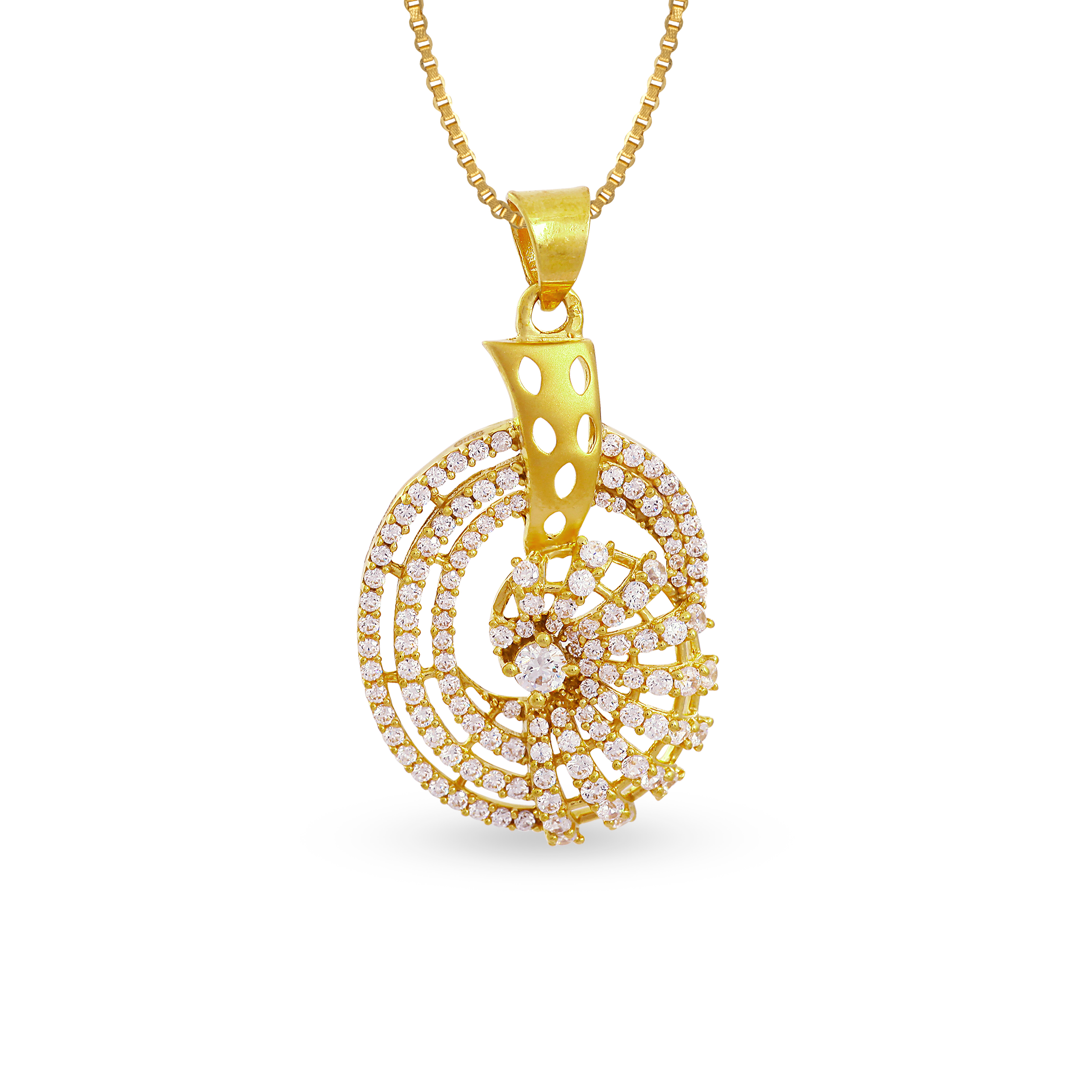 Buy Classic Wave Design Gold Pendant |GRT Jewellers