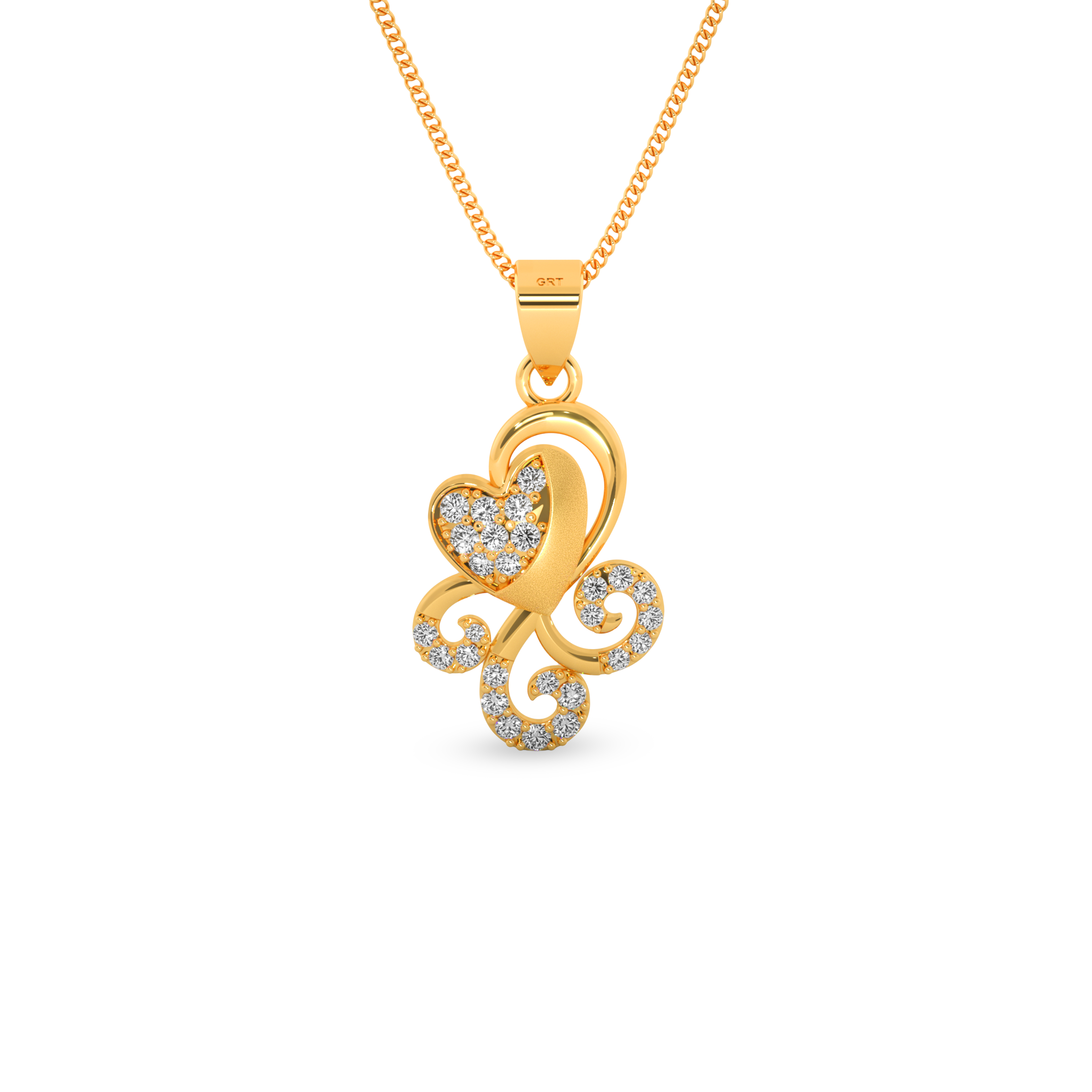 Buy Blushing Heart And Creeper Design Gold Pendant |GRT Jewellers