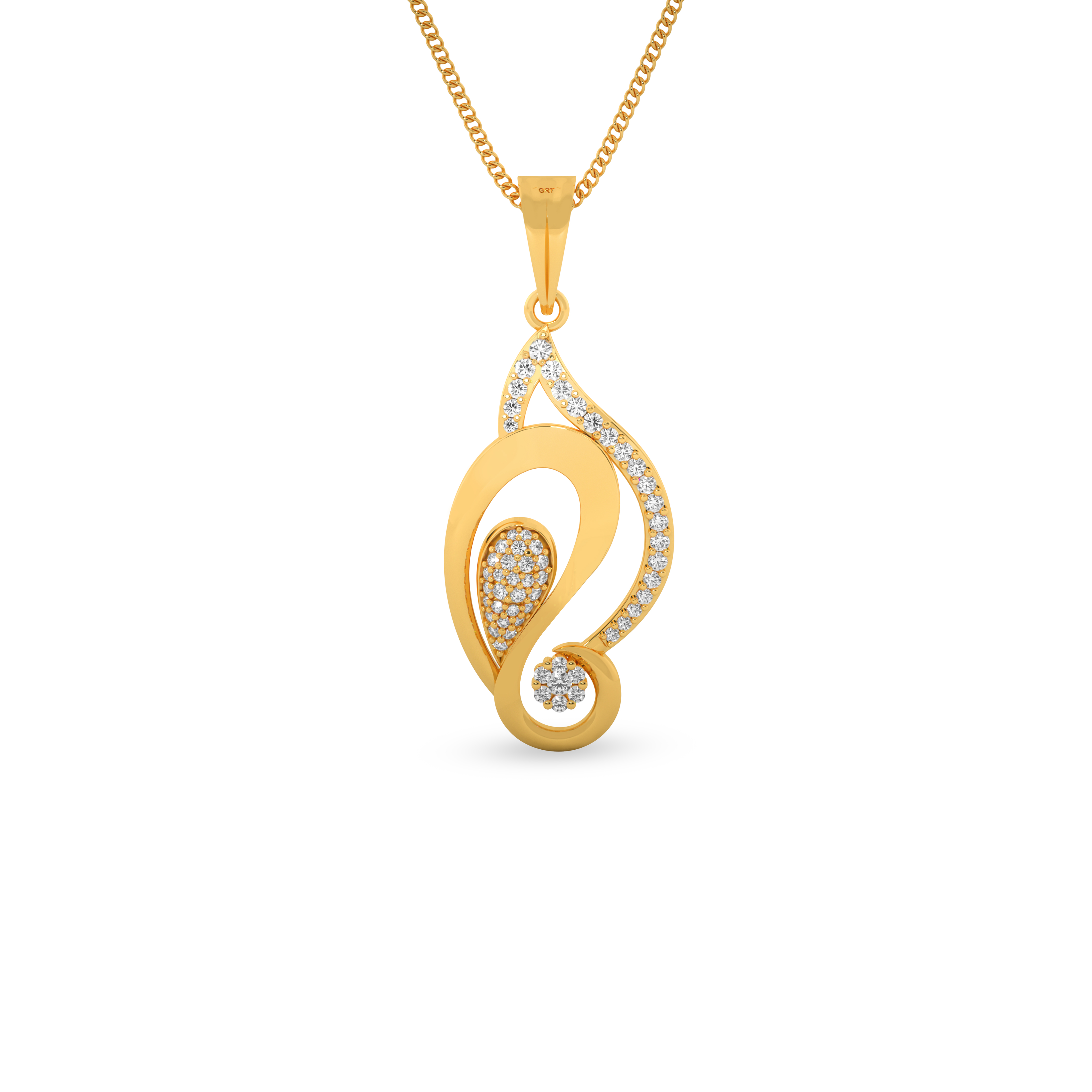 Buy Glowing Inverted Paisley Gold Pendant |GRT Jewellers