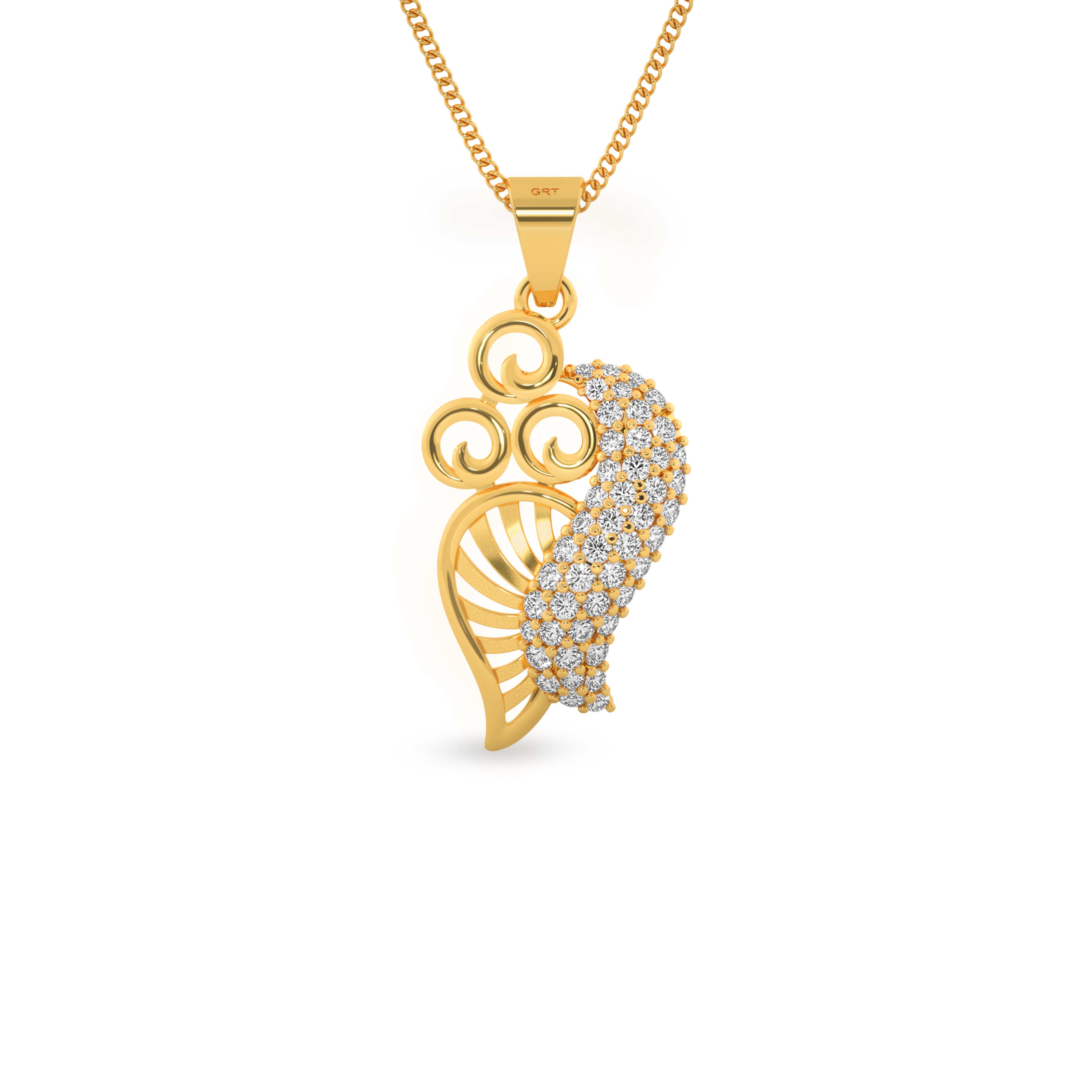 Buy Glossy Finished Glittering Stone Gold Pendant |GRT Jewellers