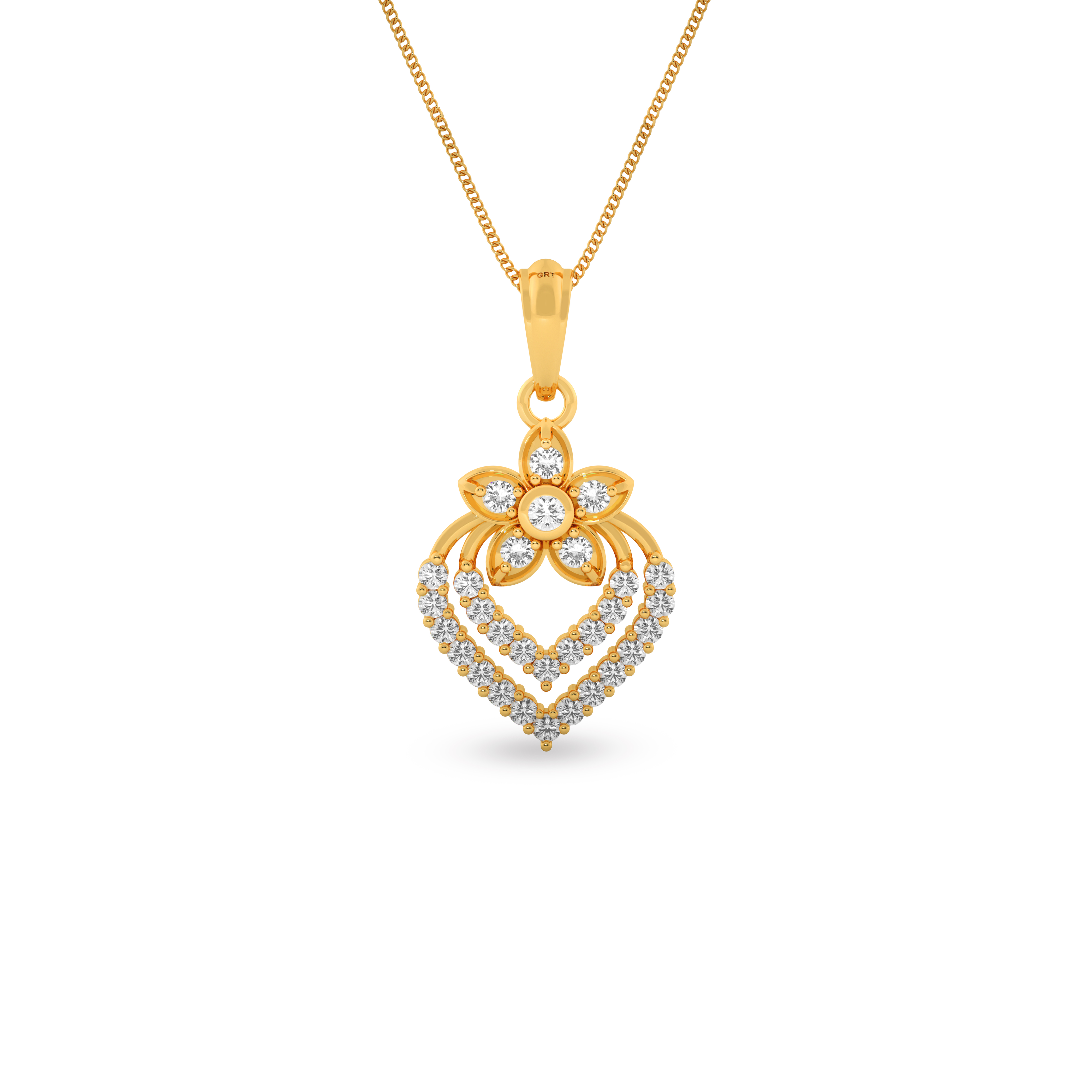 Buy Gleaming Dainty Floral Gold Pendant |GRT Jewellers
