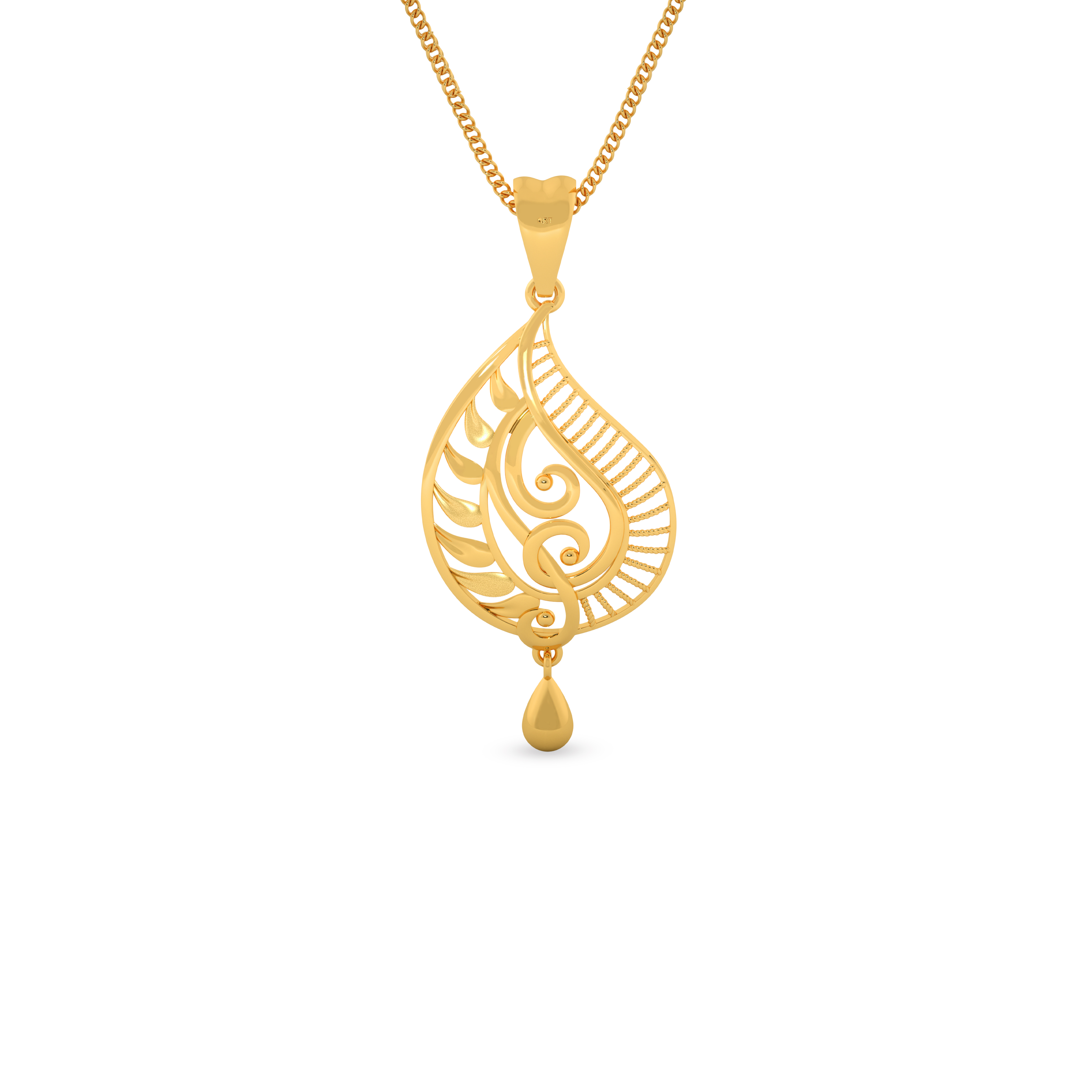 Buy Abstract Curls Gold Drop Pendants |GRT Jewellers