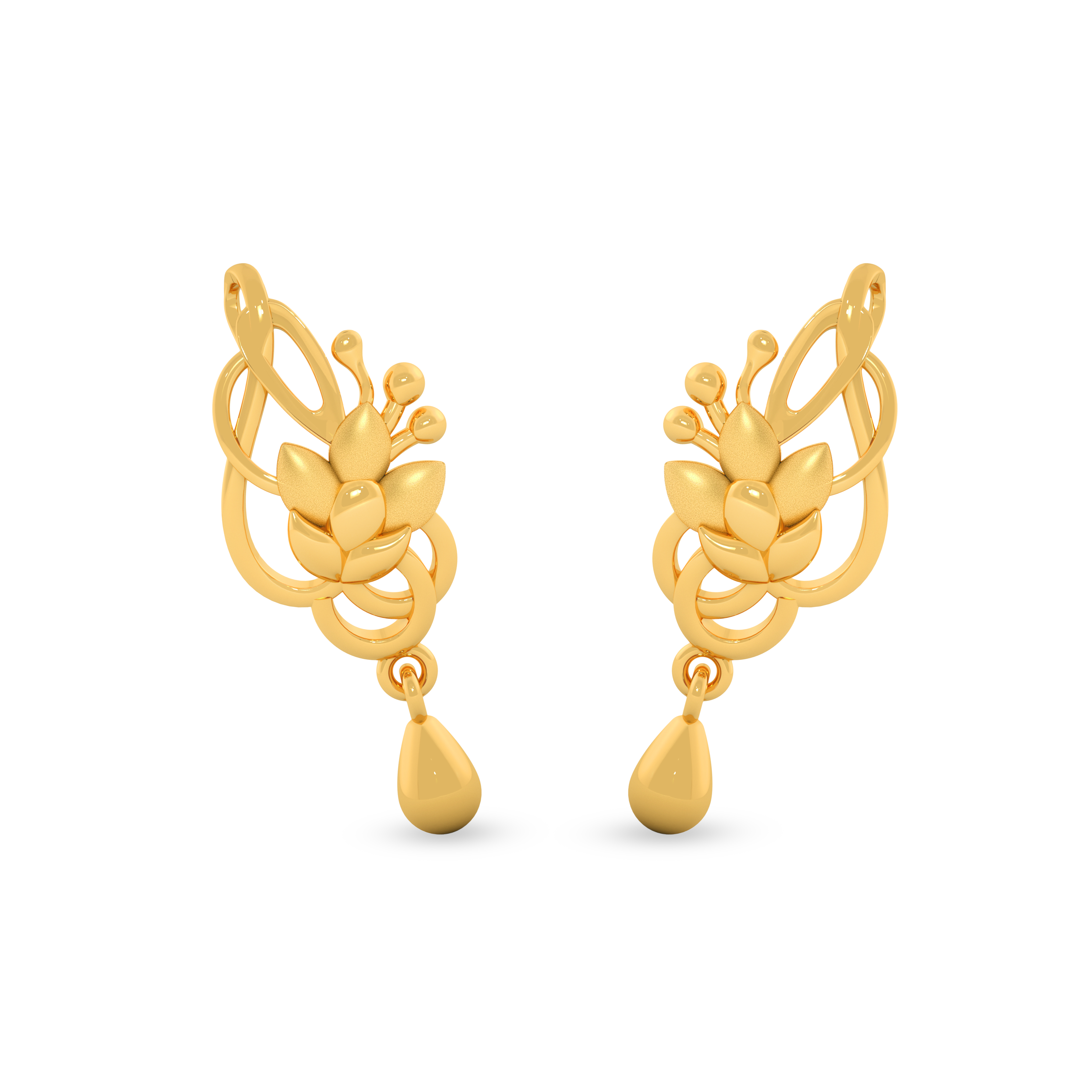 Buy Exuberant Twily Floral Gold Earrings |GRT Jewellers