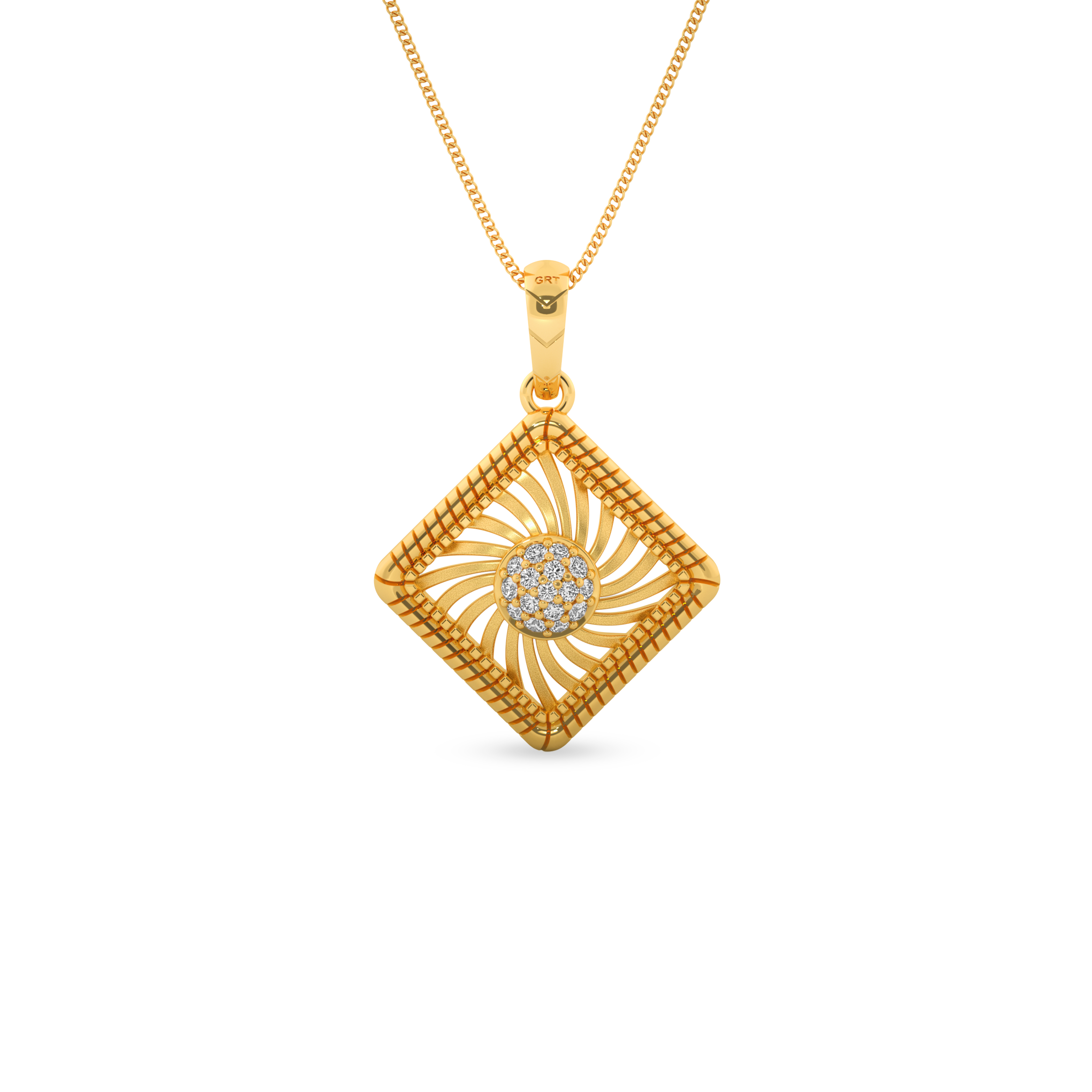 Buy Opulent Rhombus Shape Gold Pendant |GRT Jewellers