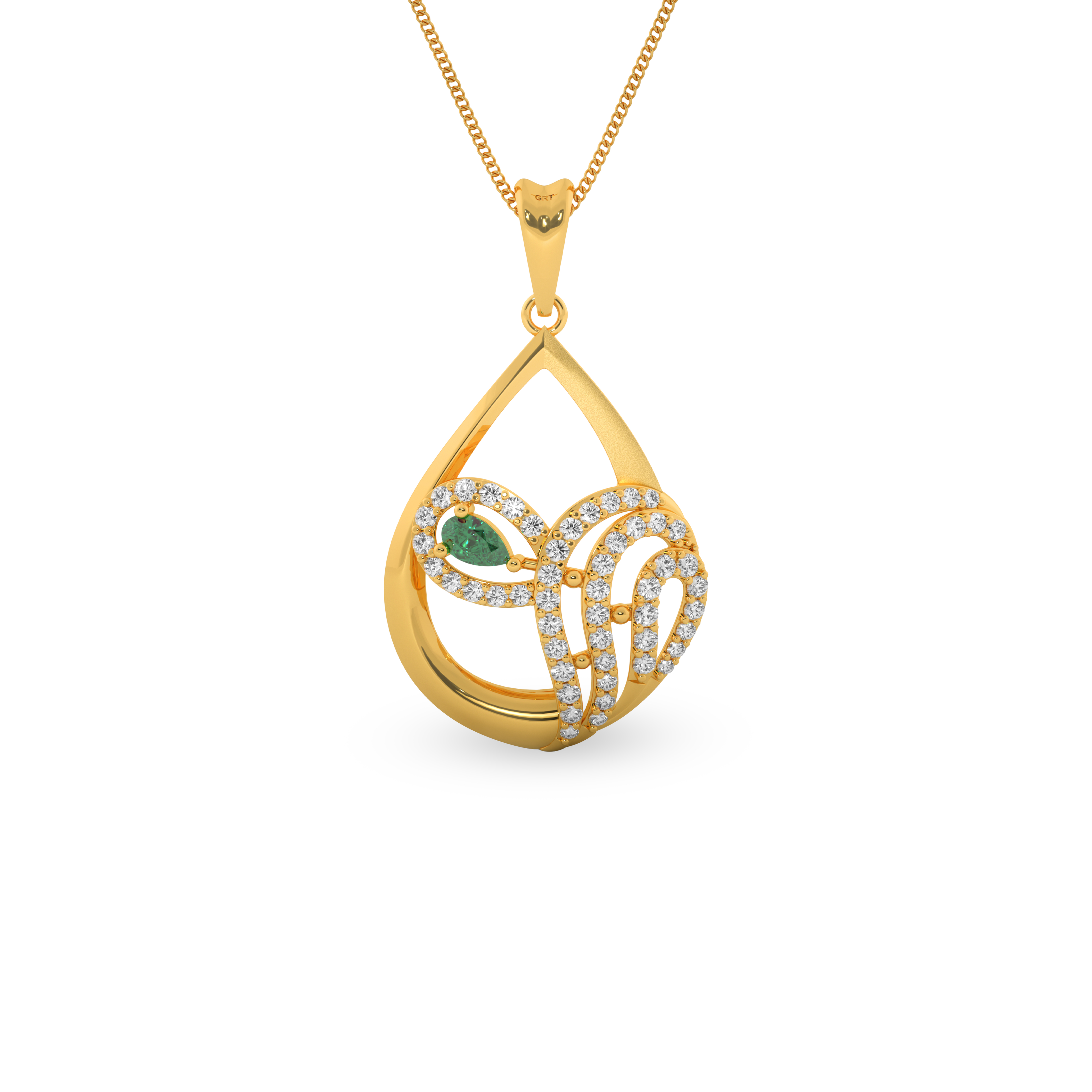 Shop Exquisite Fancy Drop Gold Pendant Online | GRT Jewels