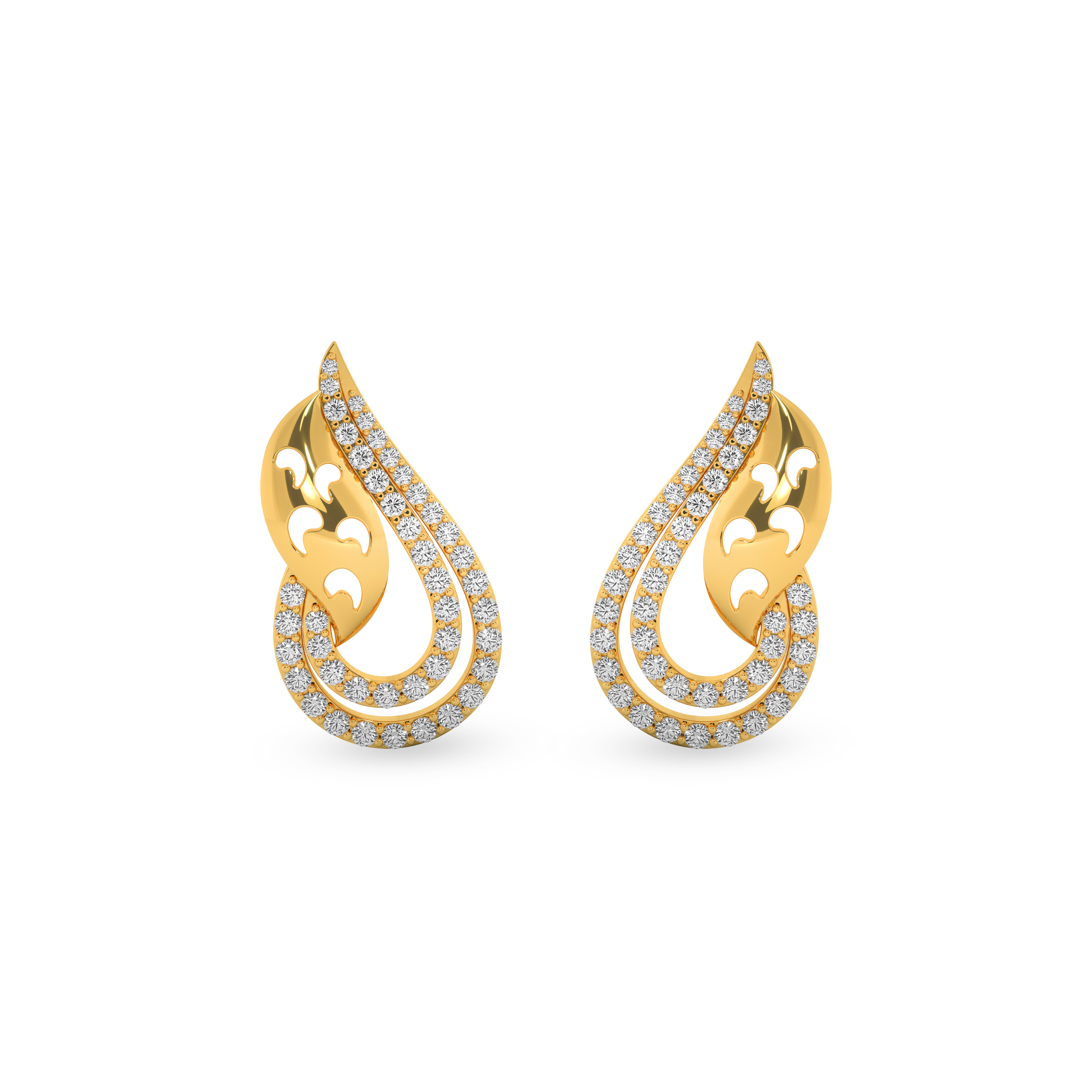 Buy Stylish S Pattern Gold Earrings |GRT Jewellers