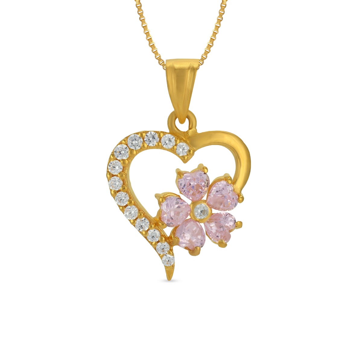 Buy Lustrous Heart Floral Gold Pendant |GRT Jewellers