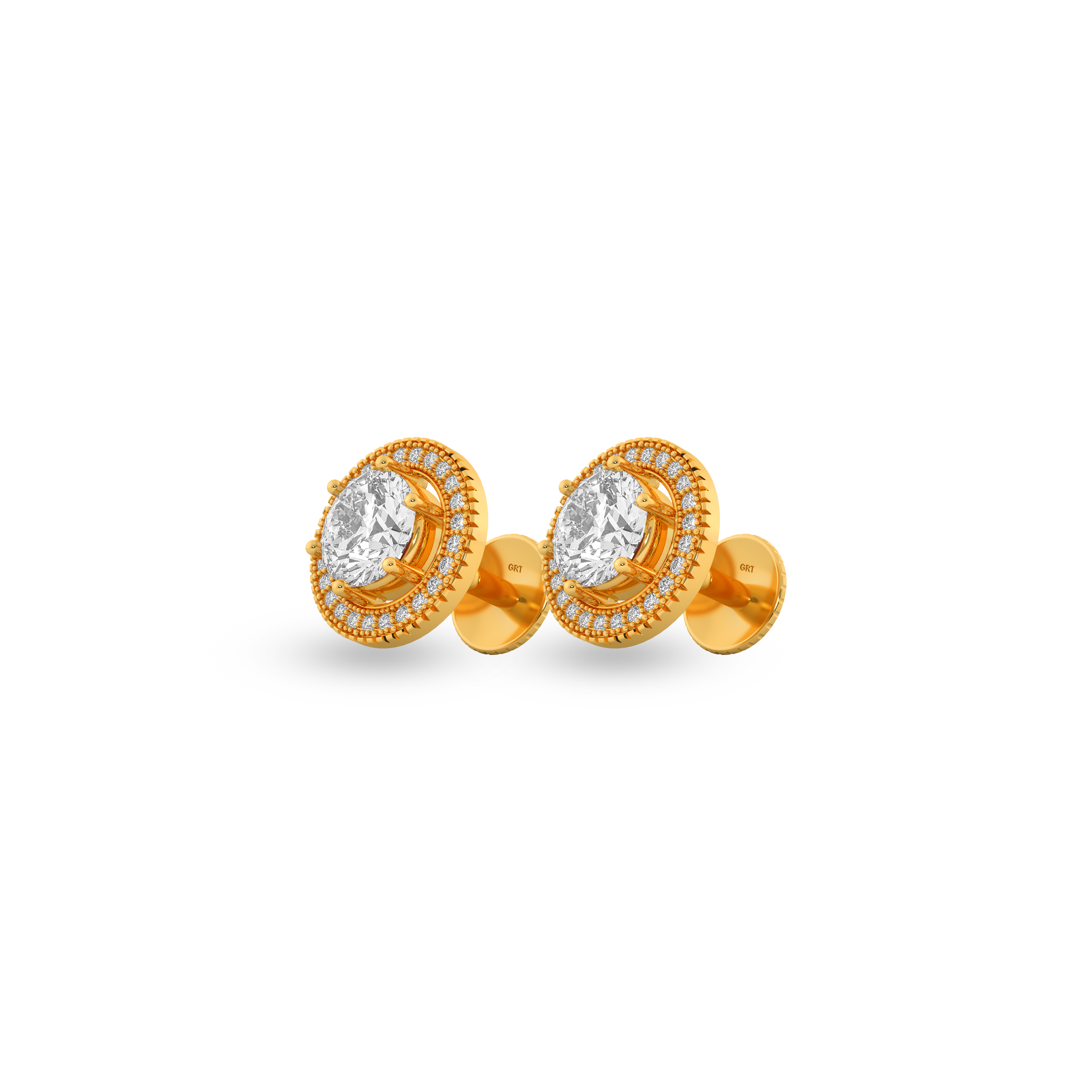 Buy Scintillating Single Stone Gold Earrings |GRT Jewellers