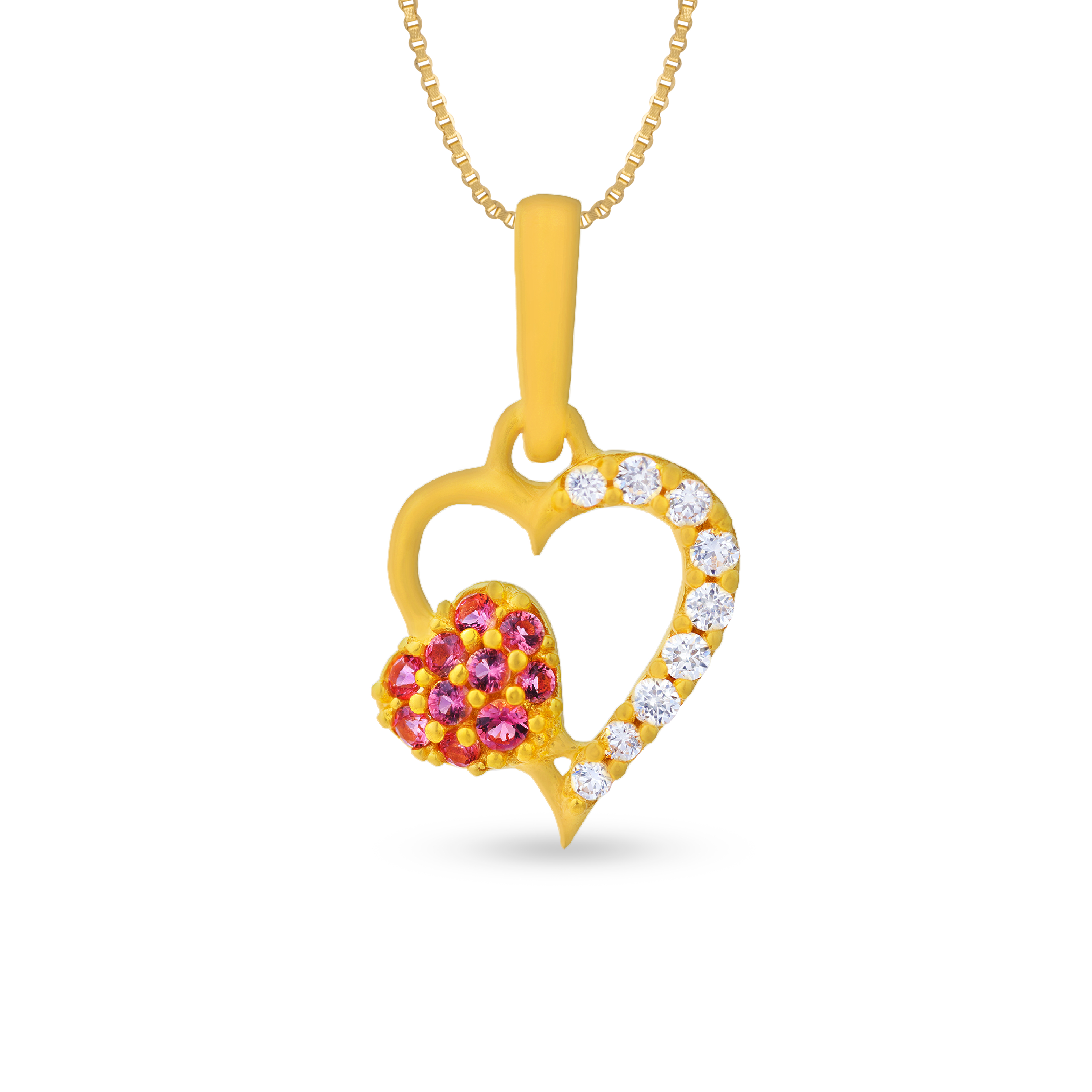 Buy fabulous Dual Heartin Colour Stone Gold Pendants | GRT Oriana
