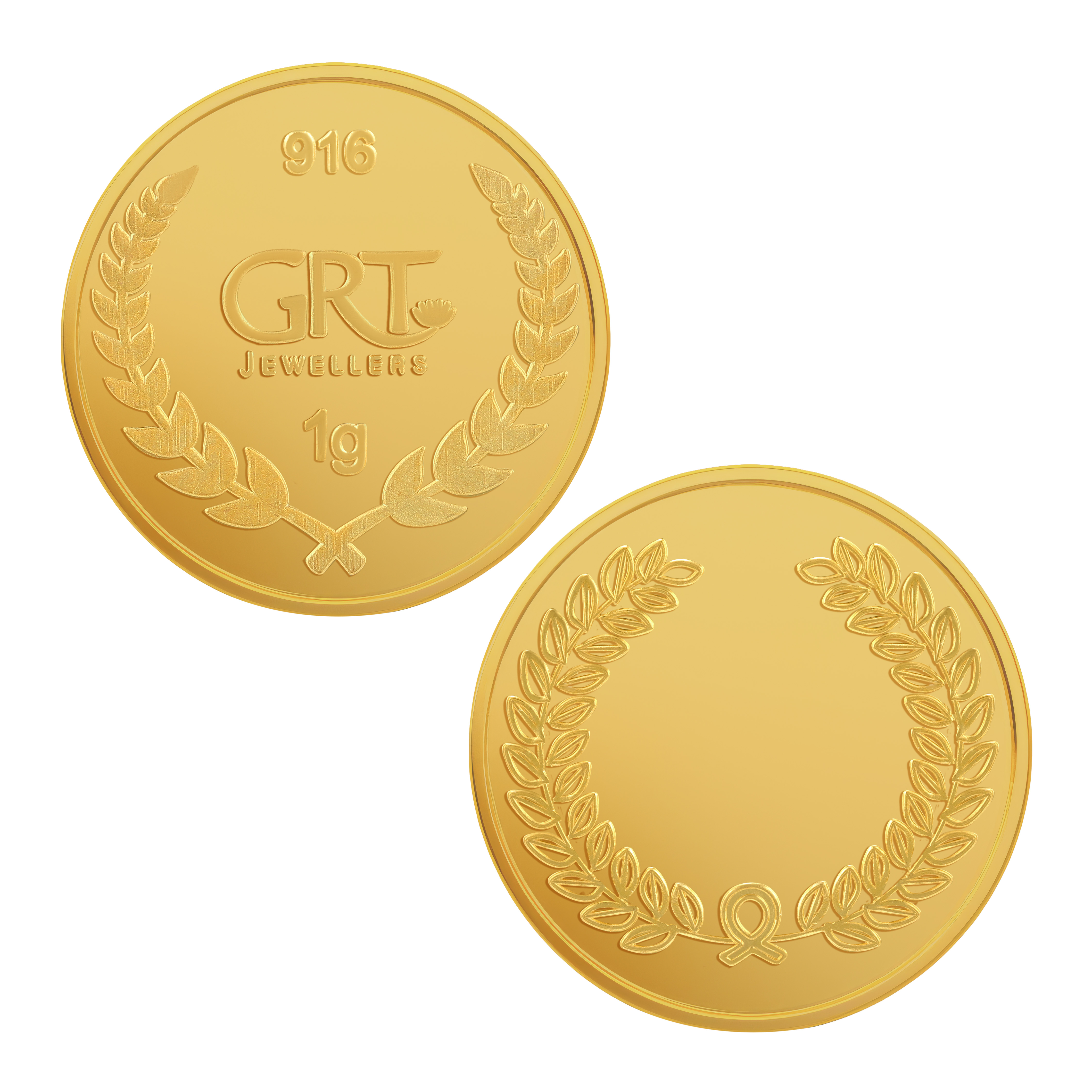Buy 22KT - 1 Gram Leaf Design Gold Coin | GRT Jewels