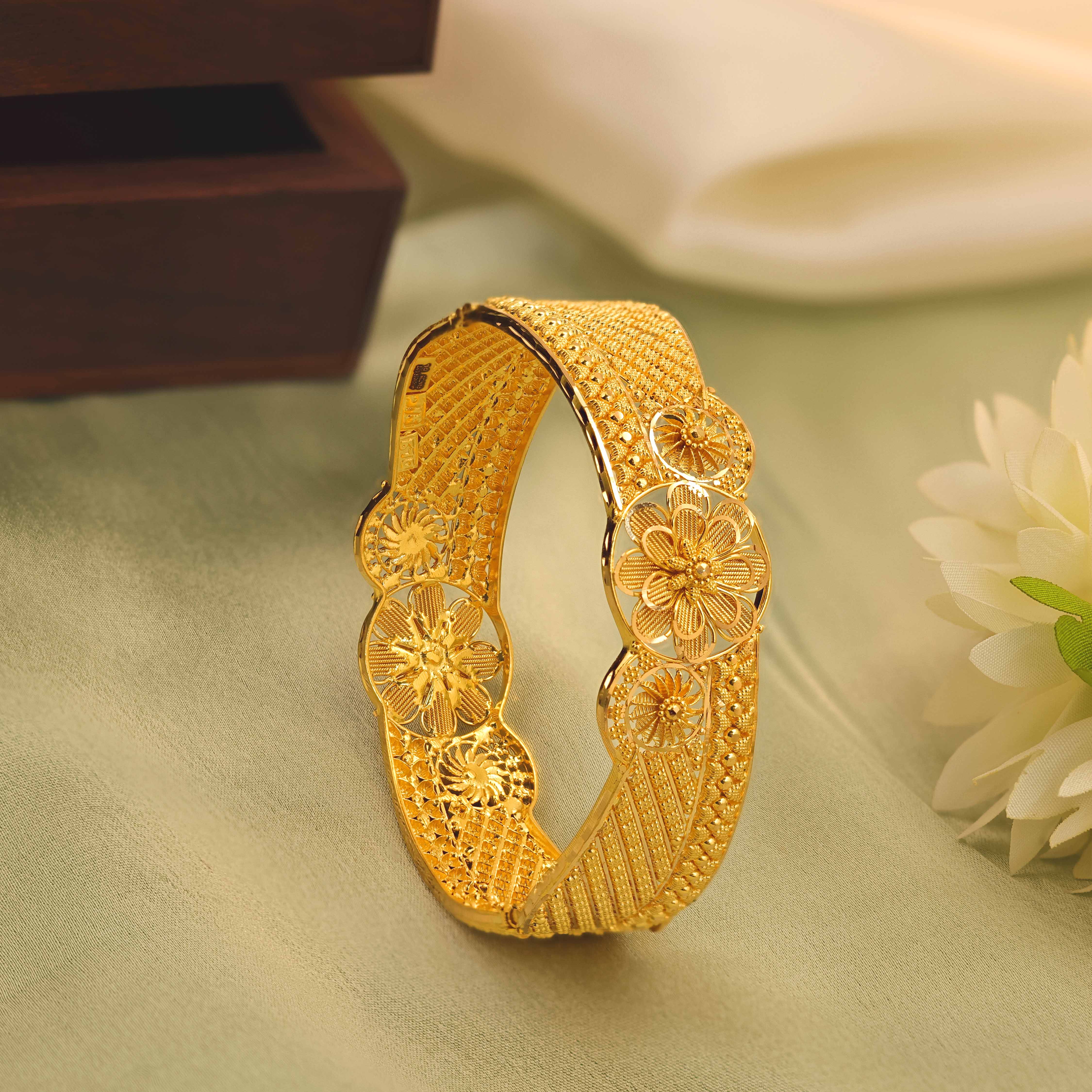 Buy Floral Heritage Gold Bangle | GRT Jewellers