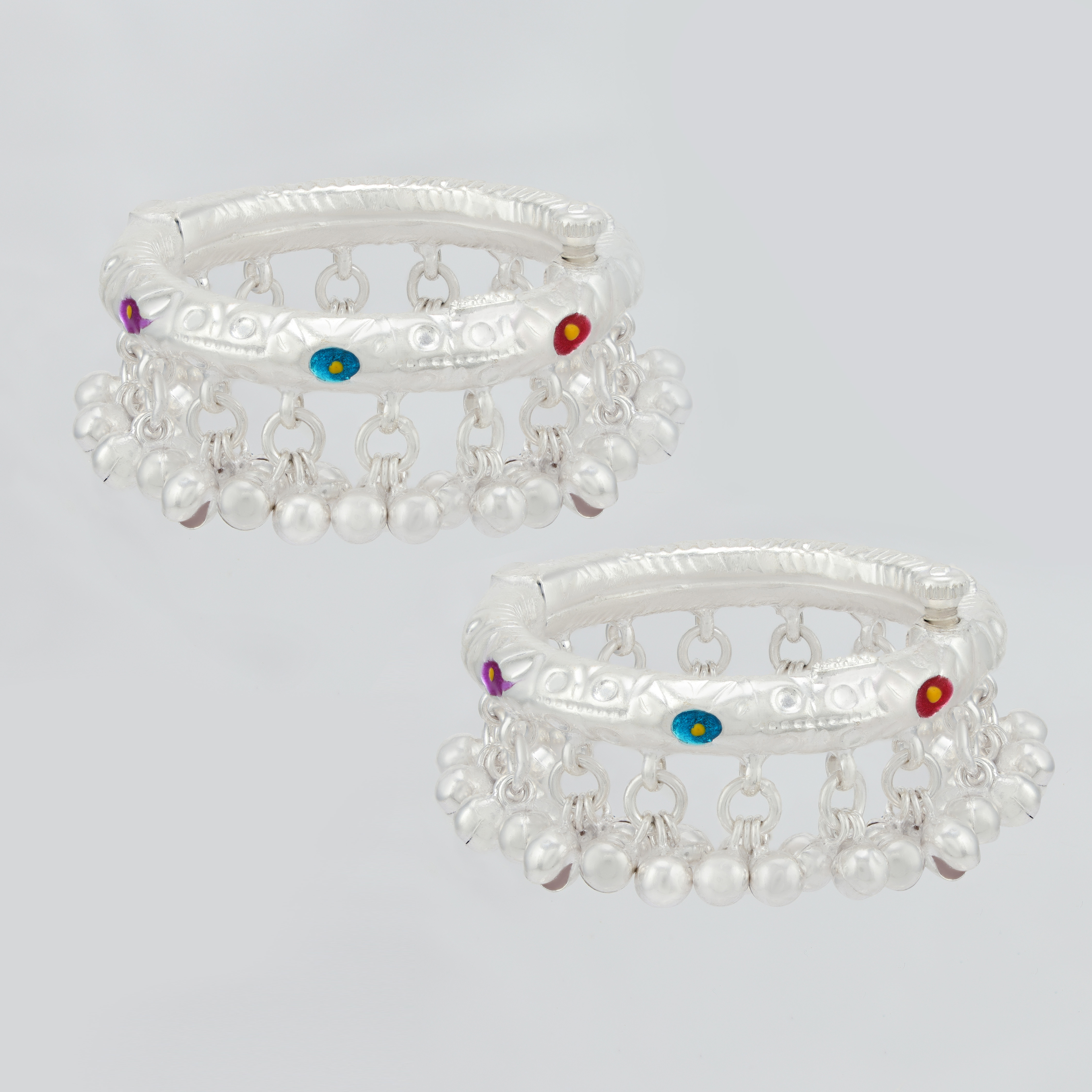 Buy Engraved Enamel Bangle Silver Anklet | GRT Jewellers