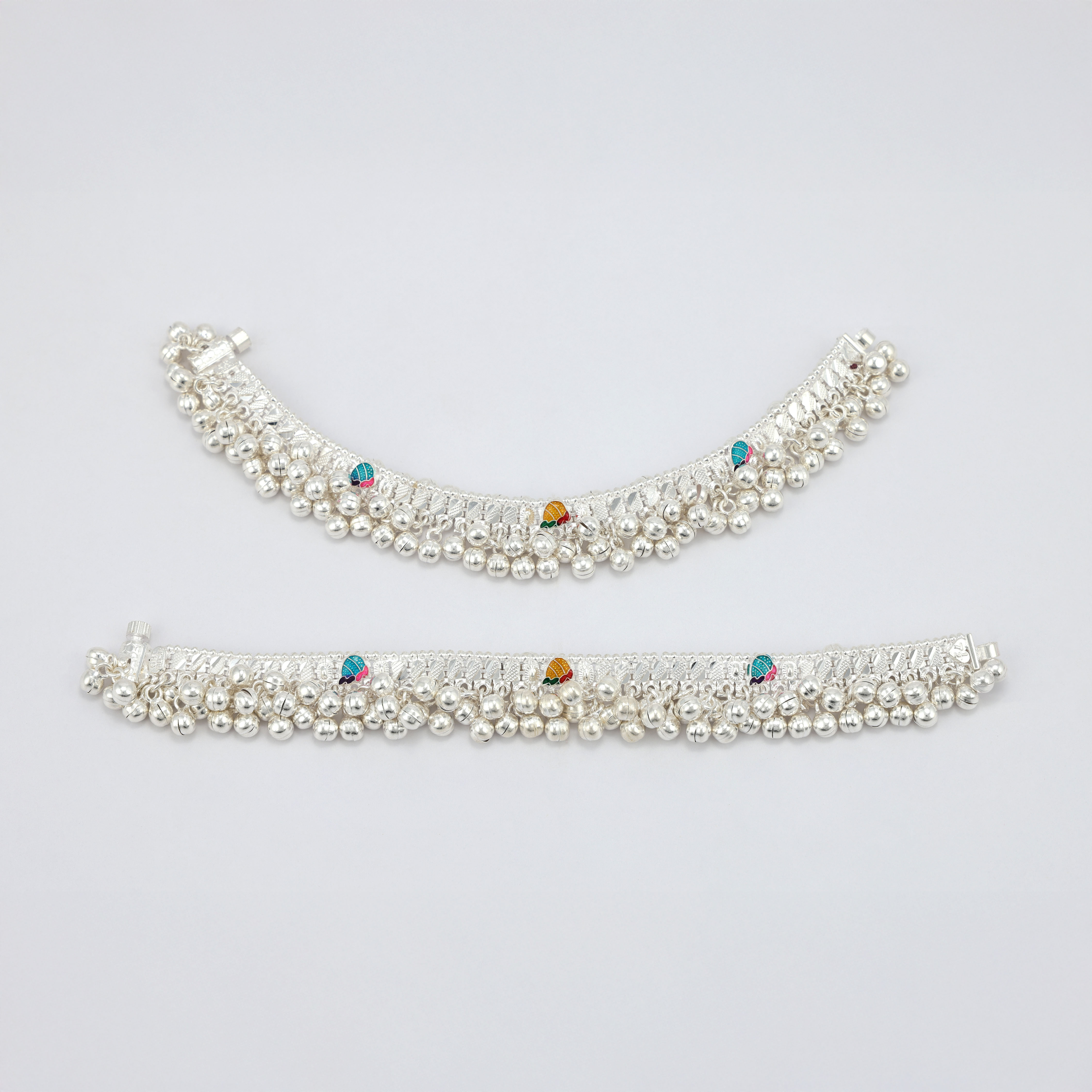 Buy Heritage Enamel Bead Silver Anklet | GRT Jewellers