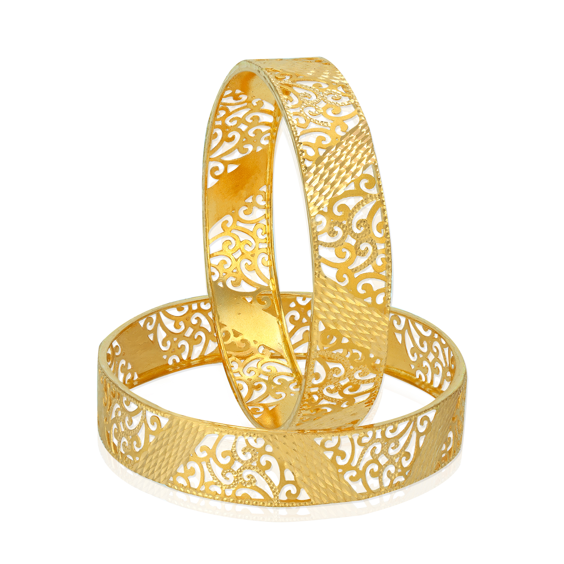 Buy Gleaming Swirls and Curls Gold Bangles |GRT Jewellers
