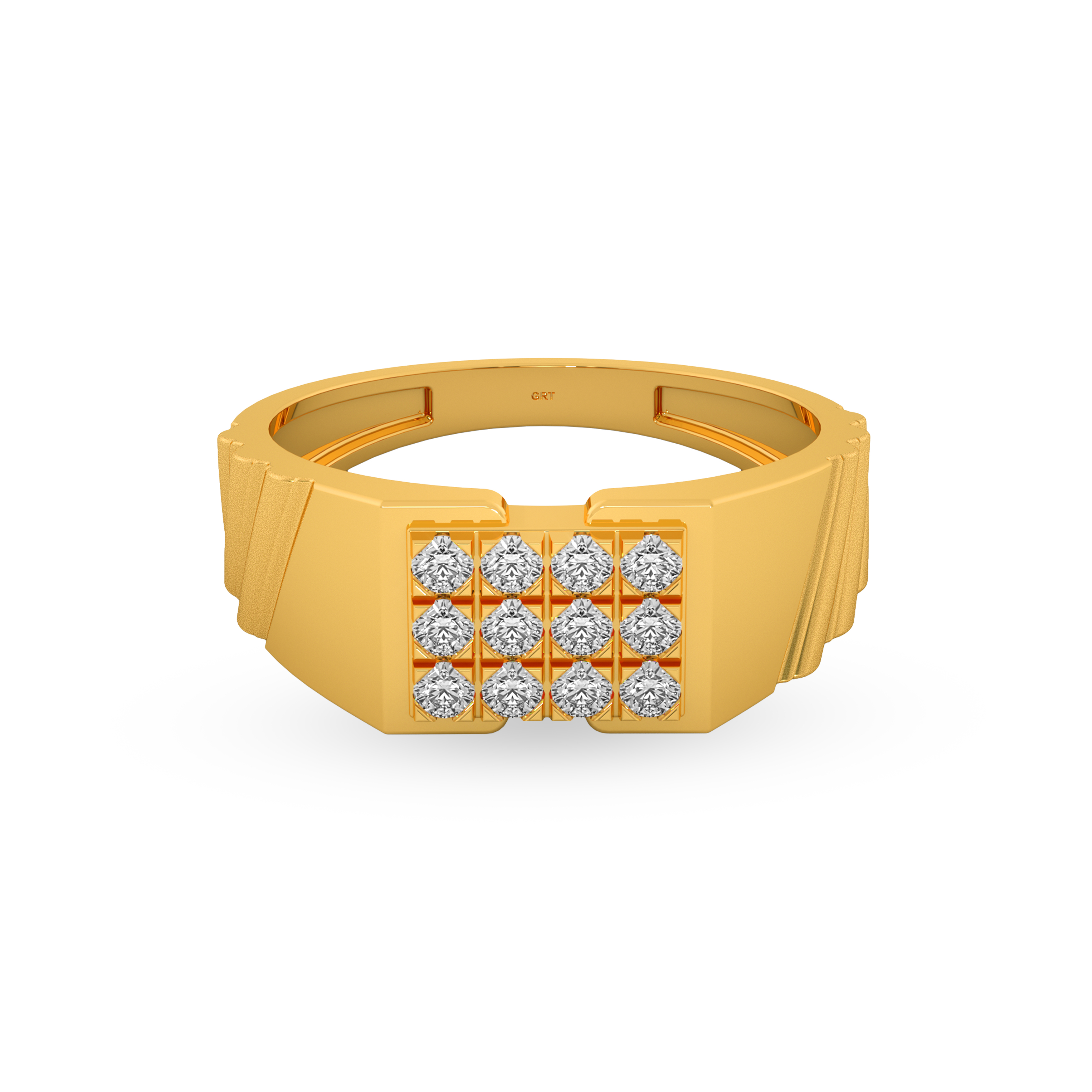 Buy Trendy Twelve Stone Textured Gold Ring | Gold Bands | GRT Jewels