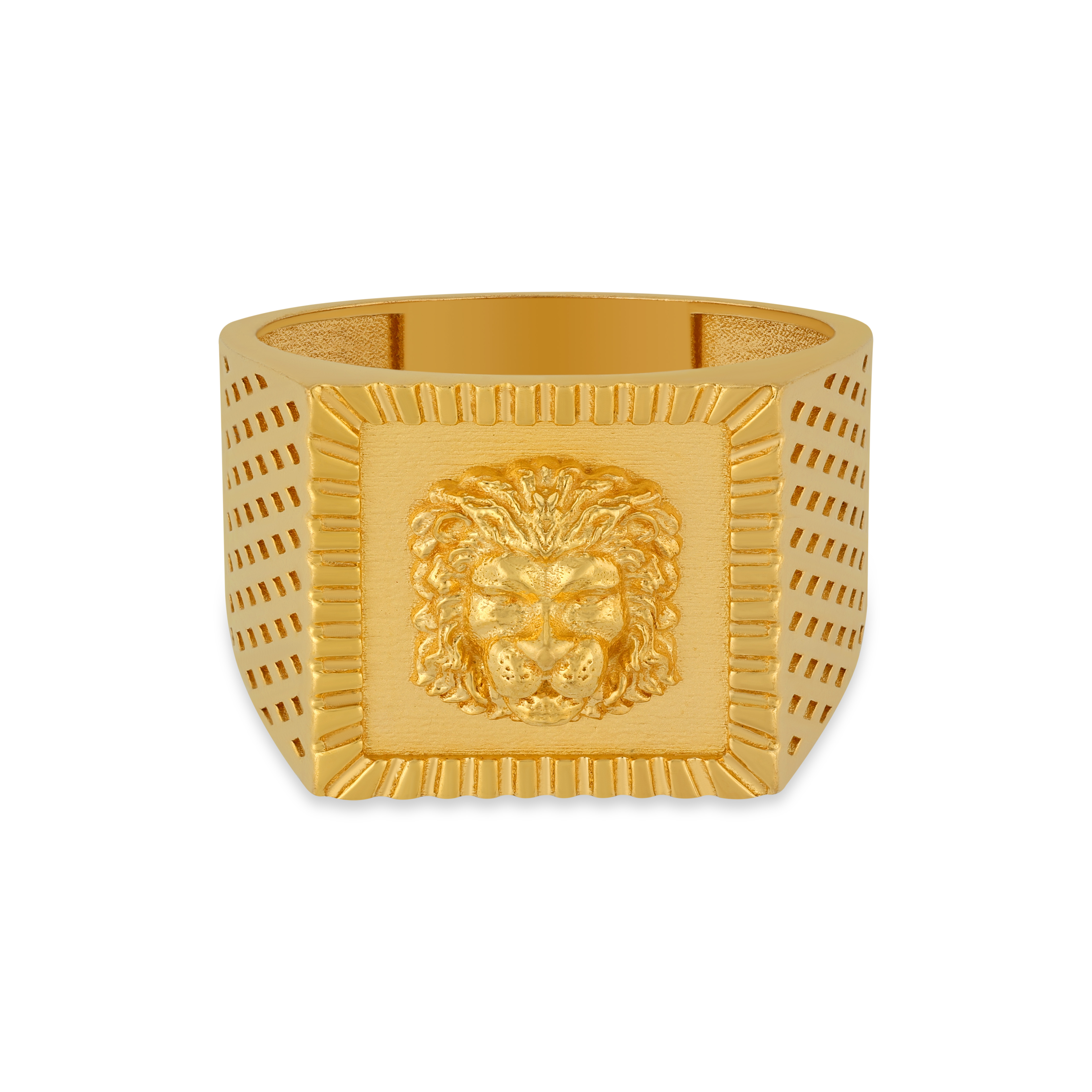 Buy Engraved Lion Face Gold Ring |GRT Jewellers
