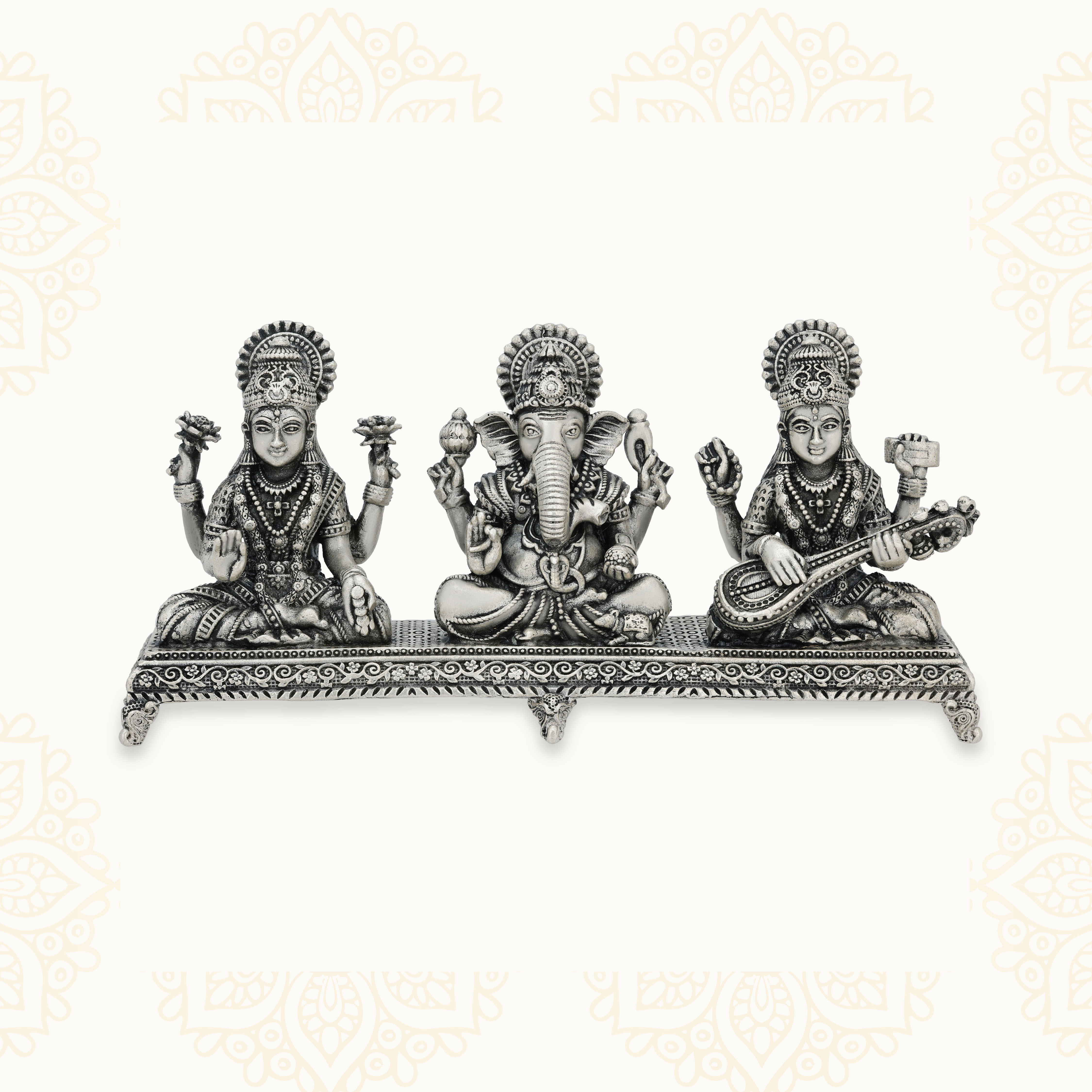 Shop Ganesha Lakshmi Saraswati Silver Idols | 92.5 Silver Divine Idols ...