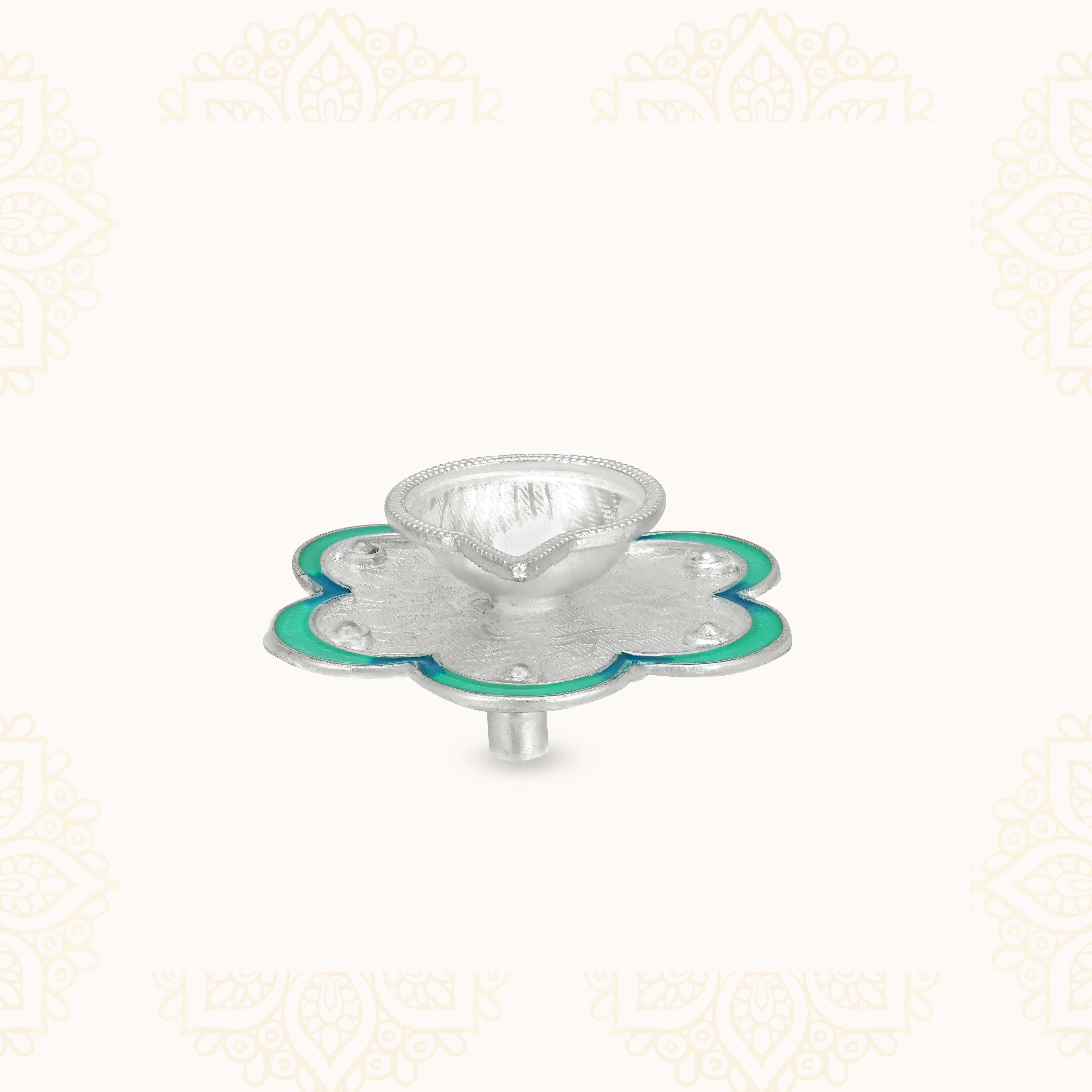 Buy Traditional Enamel Coated Silver Lamp |GRT Jewellers