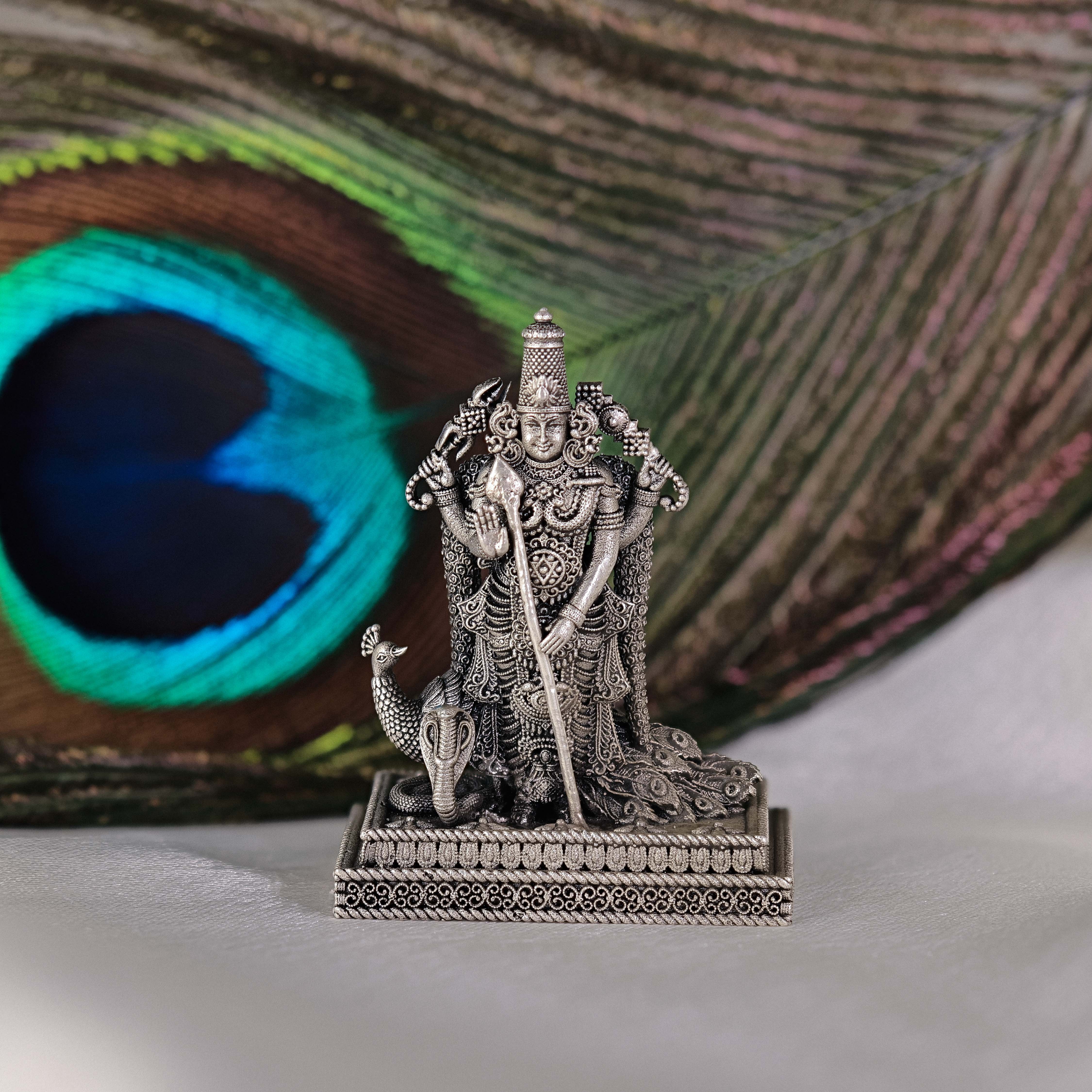 Buy Resplendent Lord Murugan Silver Idol | GRT Jewellers
