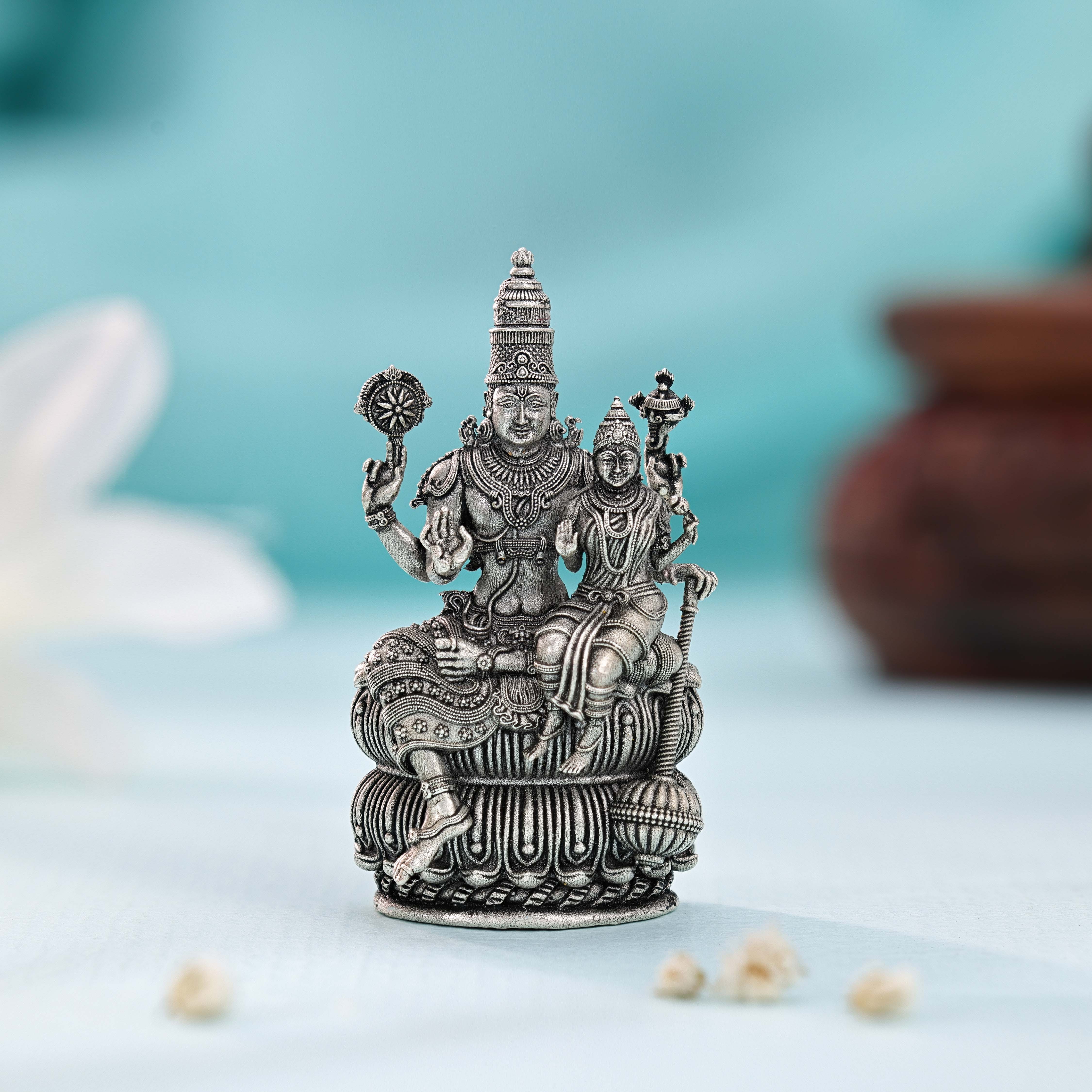 Buy Shankha Chakra Lakshmi Narayana Silver Murti | GRT Jewellers