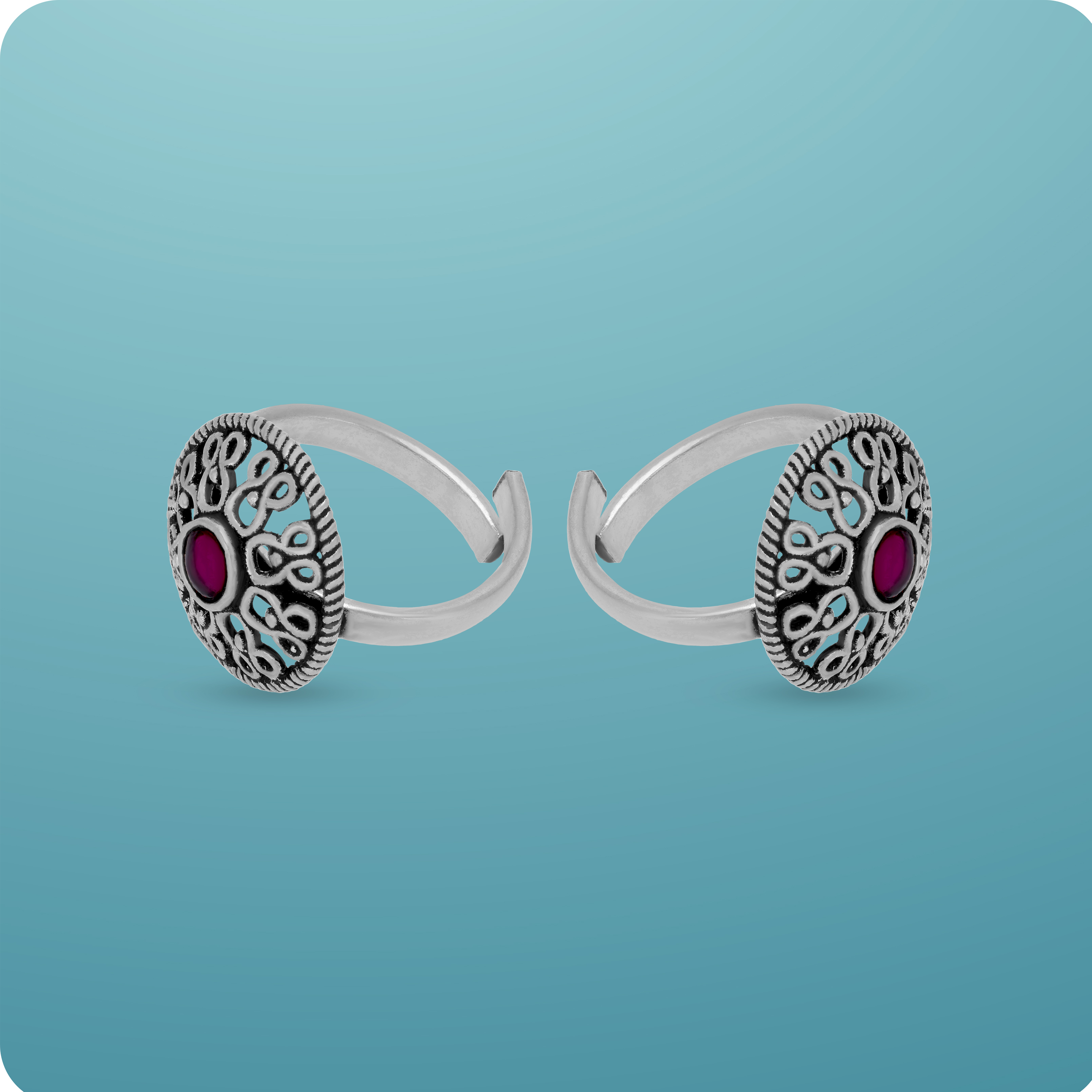 Buy Regal Middle Stone Silver Toe Rings | Silver Toe Ring | GRT Jewels