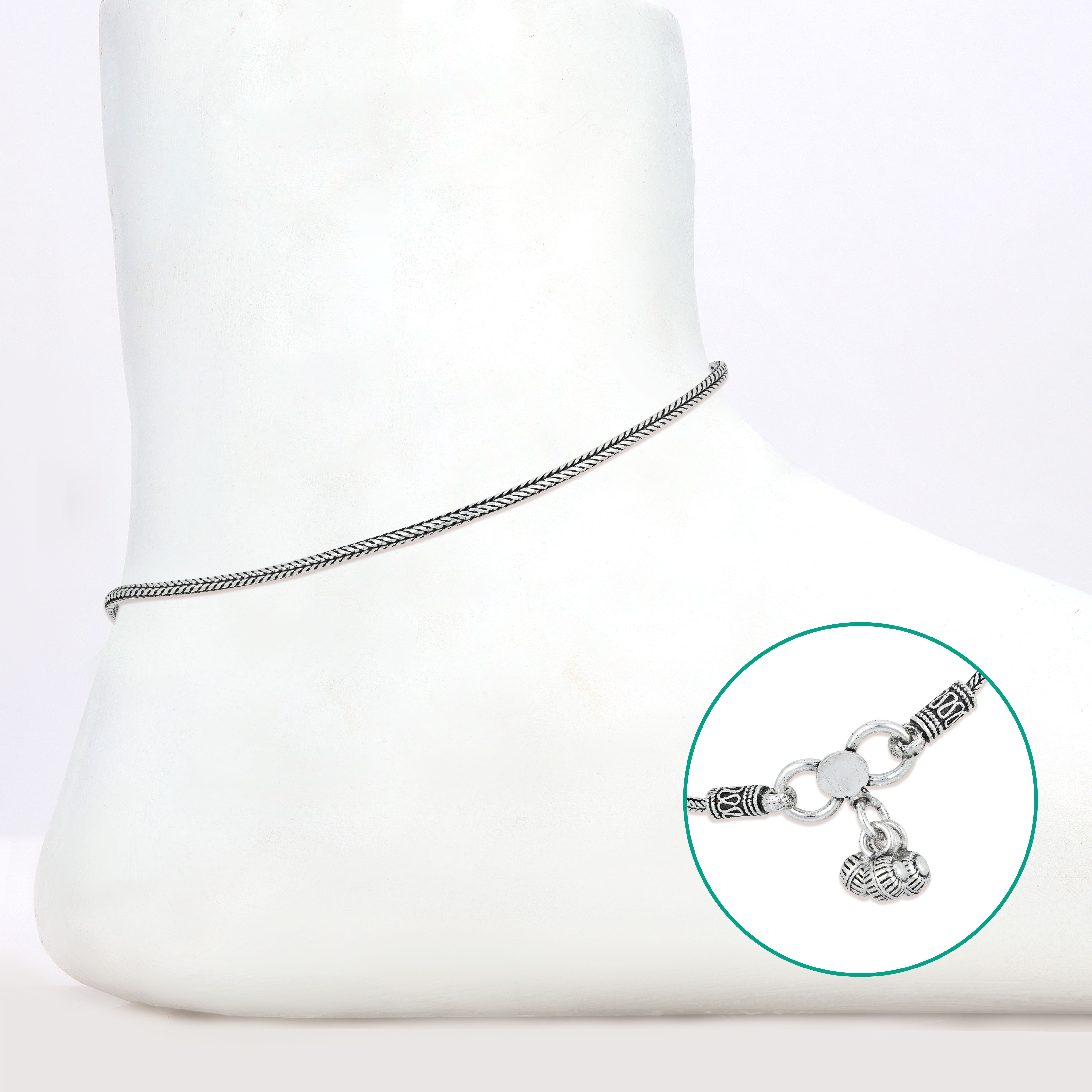 Buy Sassy V Pattern Silver Anklets |GRT Jewellers