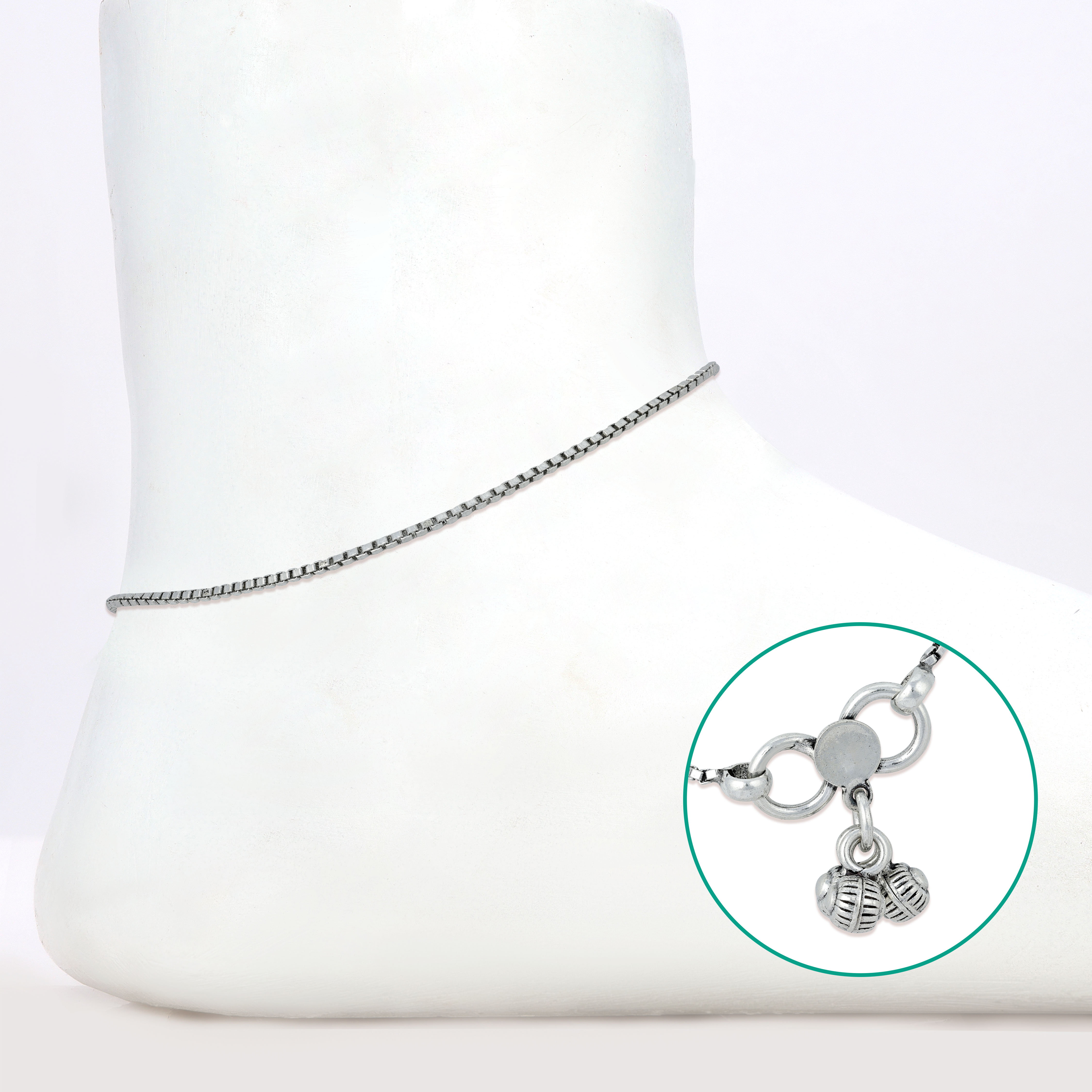Buy Antique Miniature Beaded Silver Anklets |GRT Jewellers
