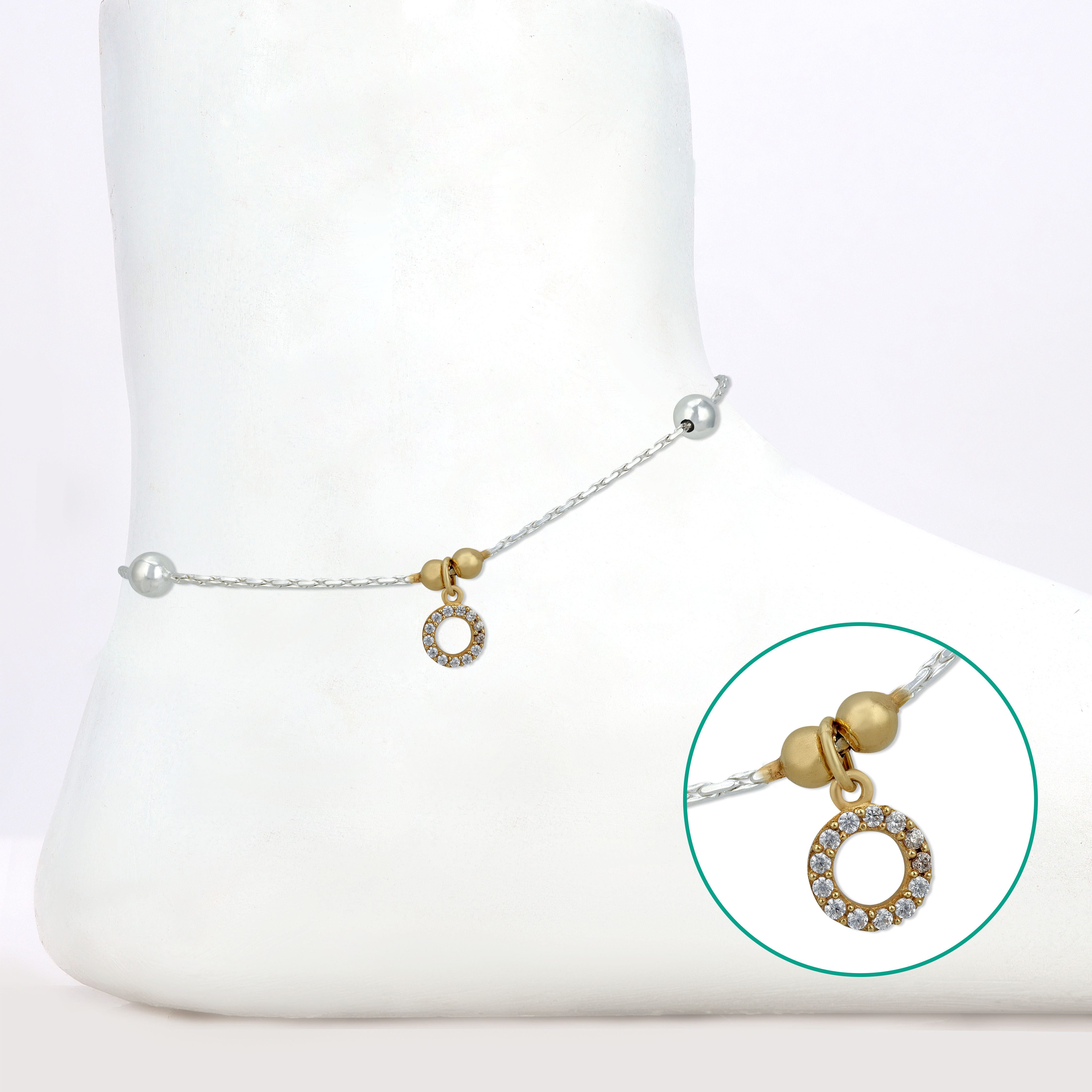 Buy Whimsical Two Tone Silver Anklets |GRT Jewellers