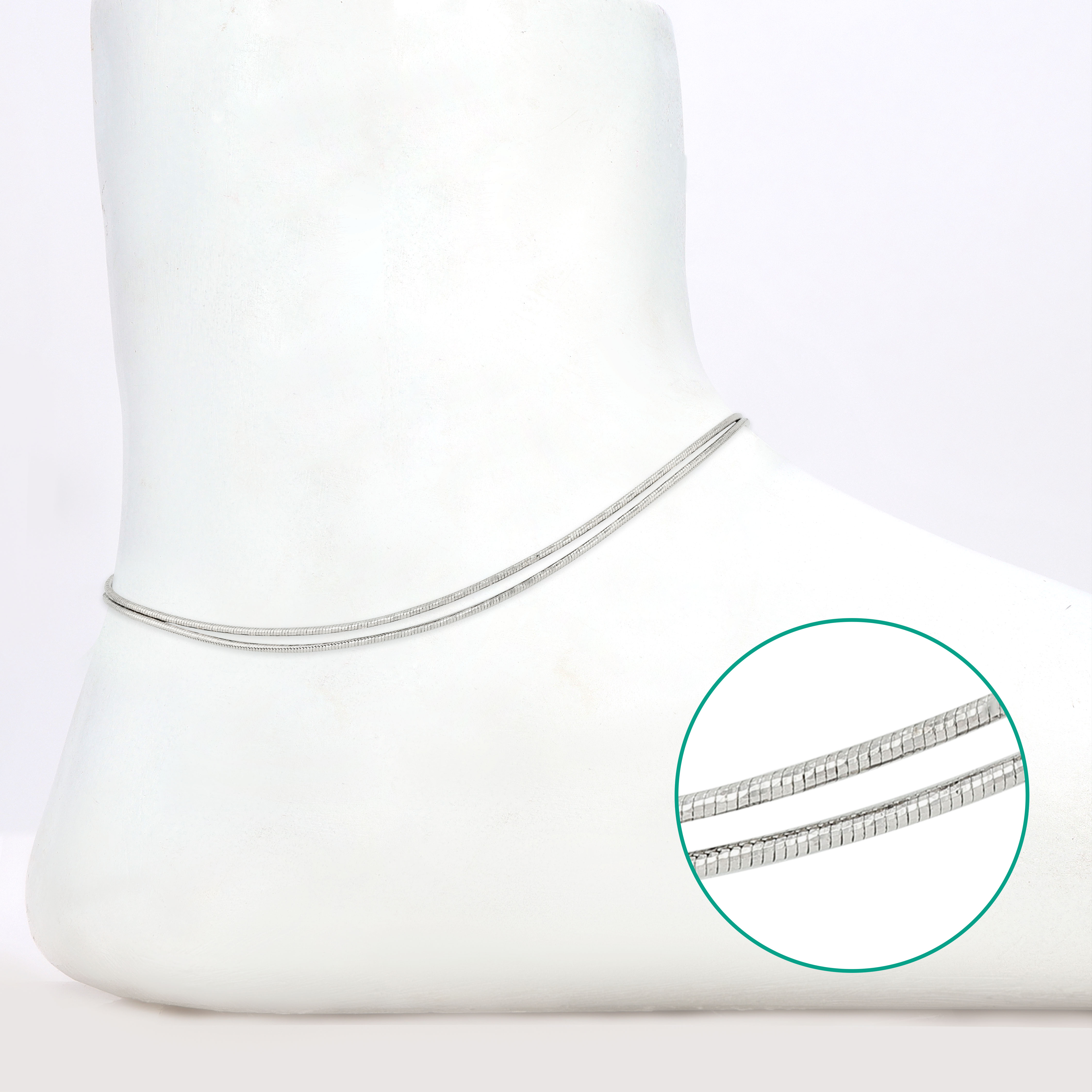 Shop Classy Shimmering Double Layer Silver Anklets Online at Best ...