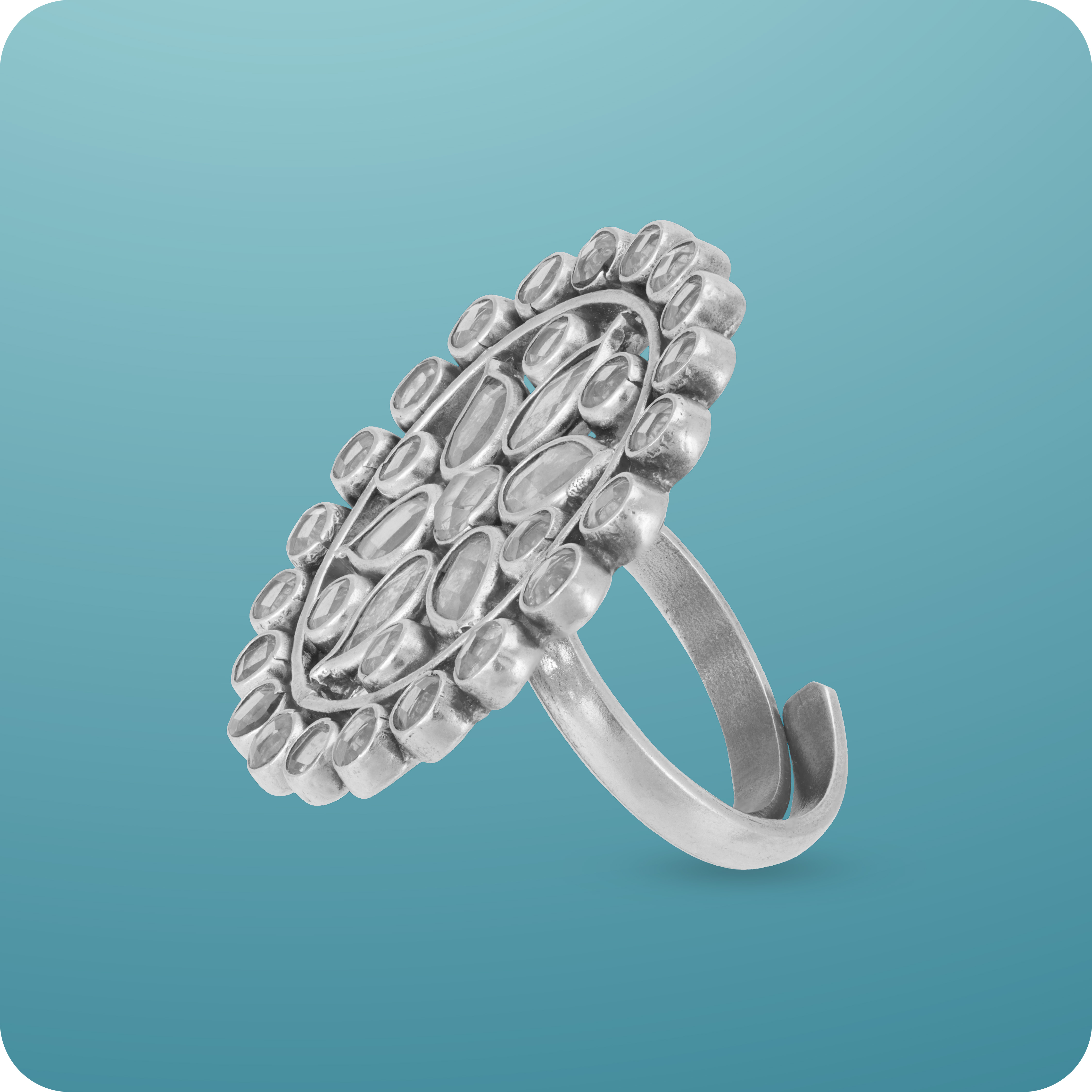 Shop Elegant Floral Style Adjustable Silver Ring Online at Best Prices ...