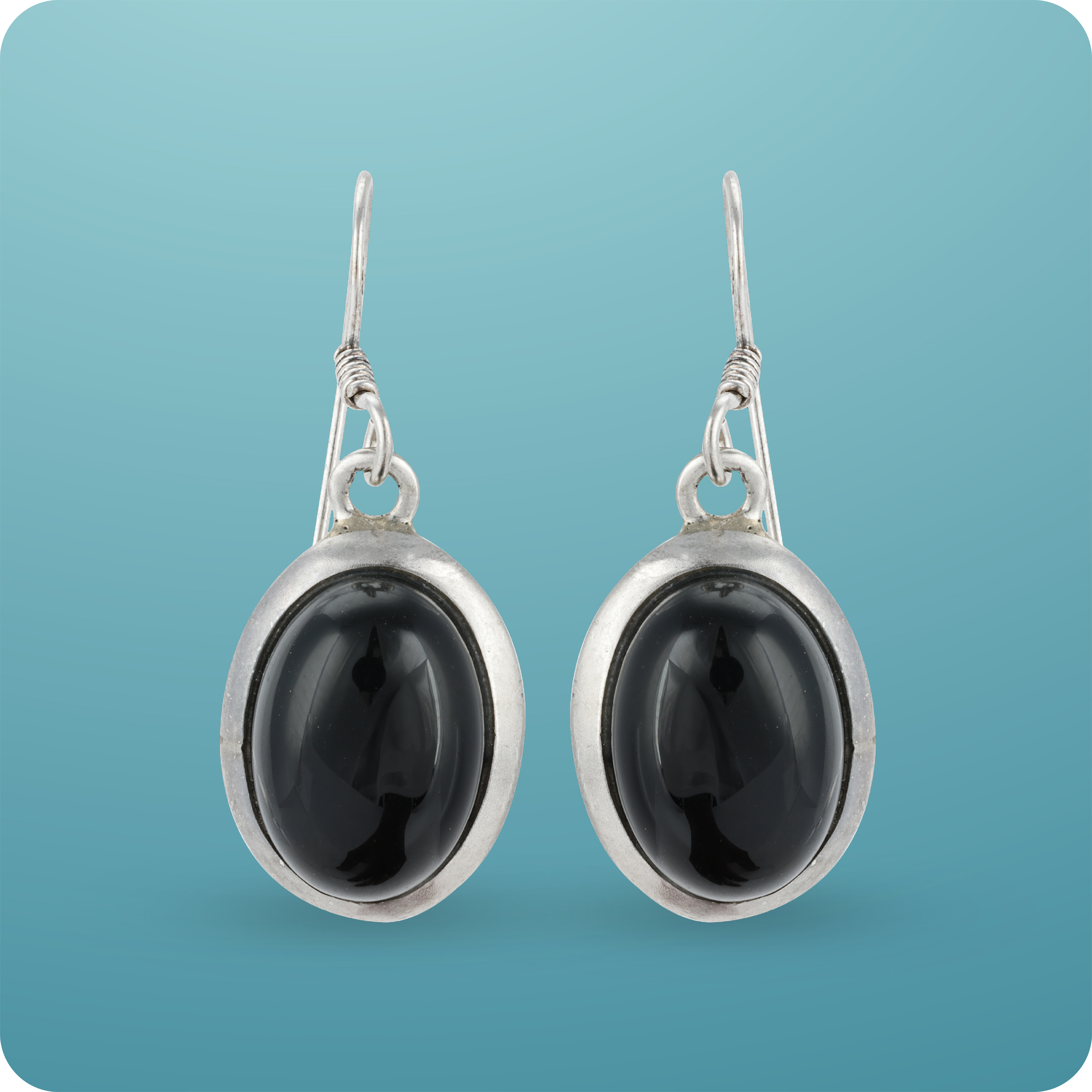Buy Eye Catching Oval Black Stone Silver Earrings |GRT Jewellers